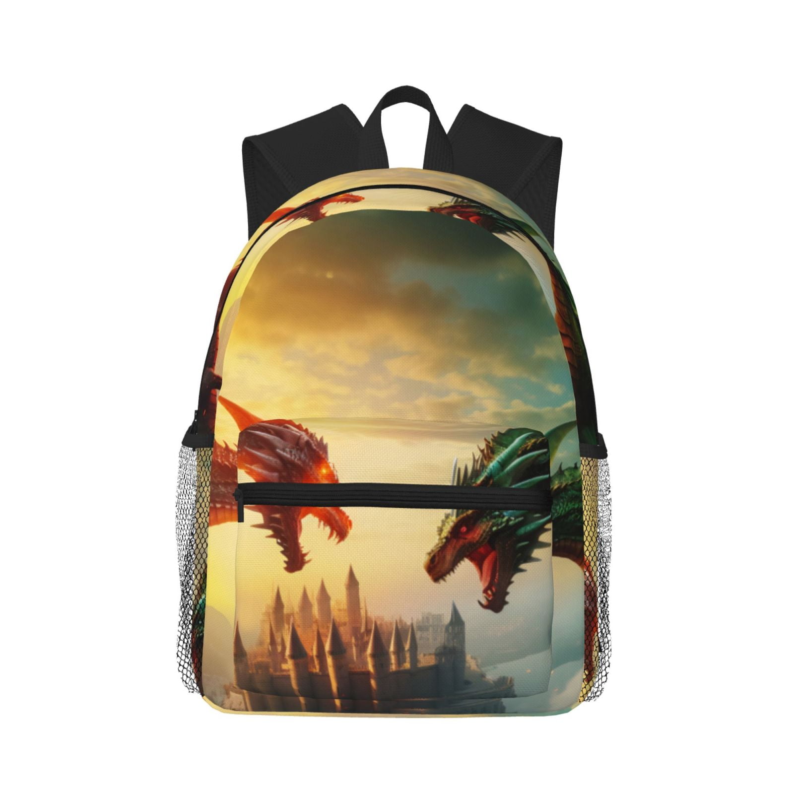 Coaee Castle Red Green Sky Dragon for Classical Basic Travel Backpack ...