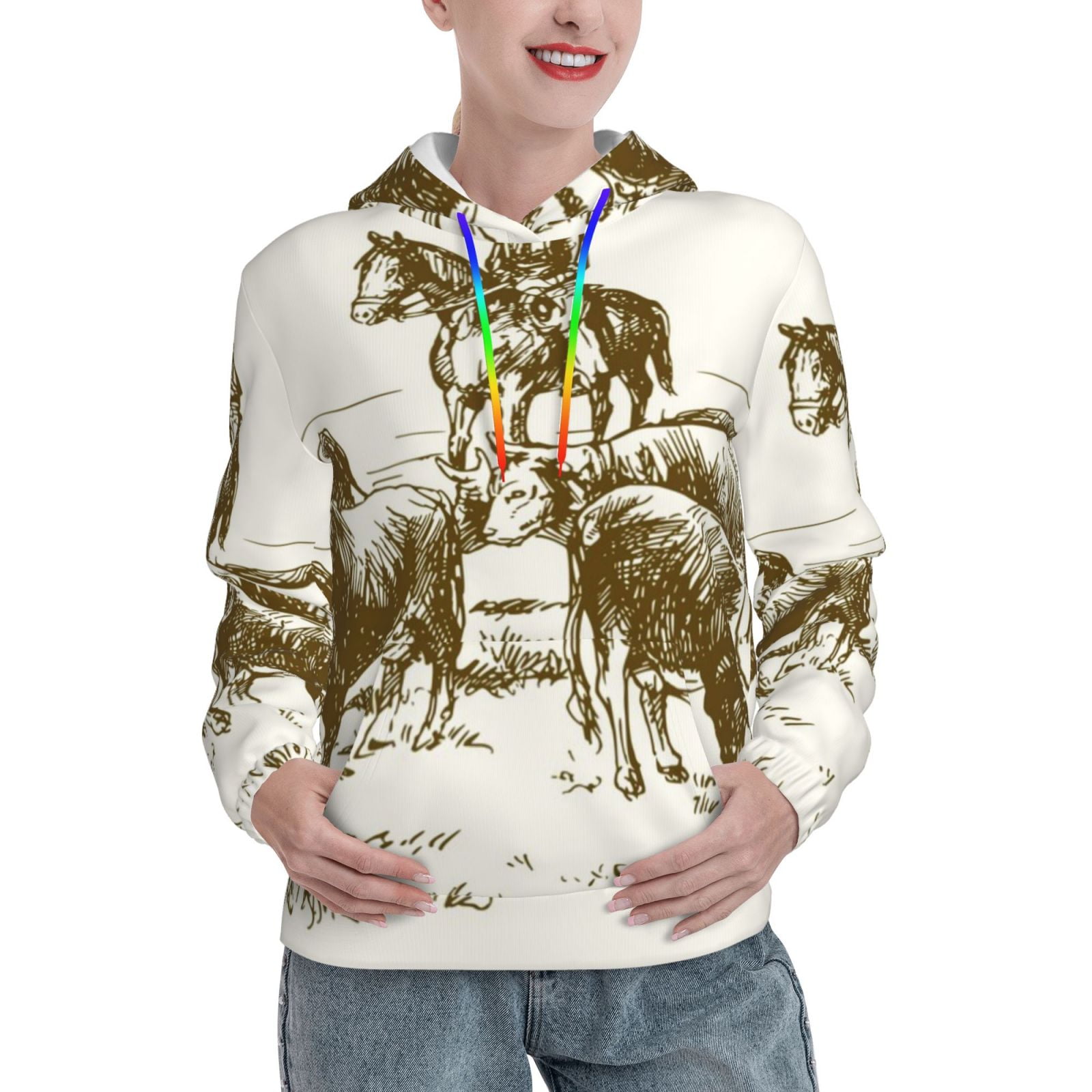 Coaee Cattle Drive By Two Cowboys for Adult Hoodie Pullover Sweatshirt ...