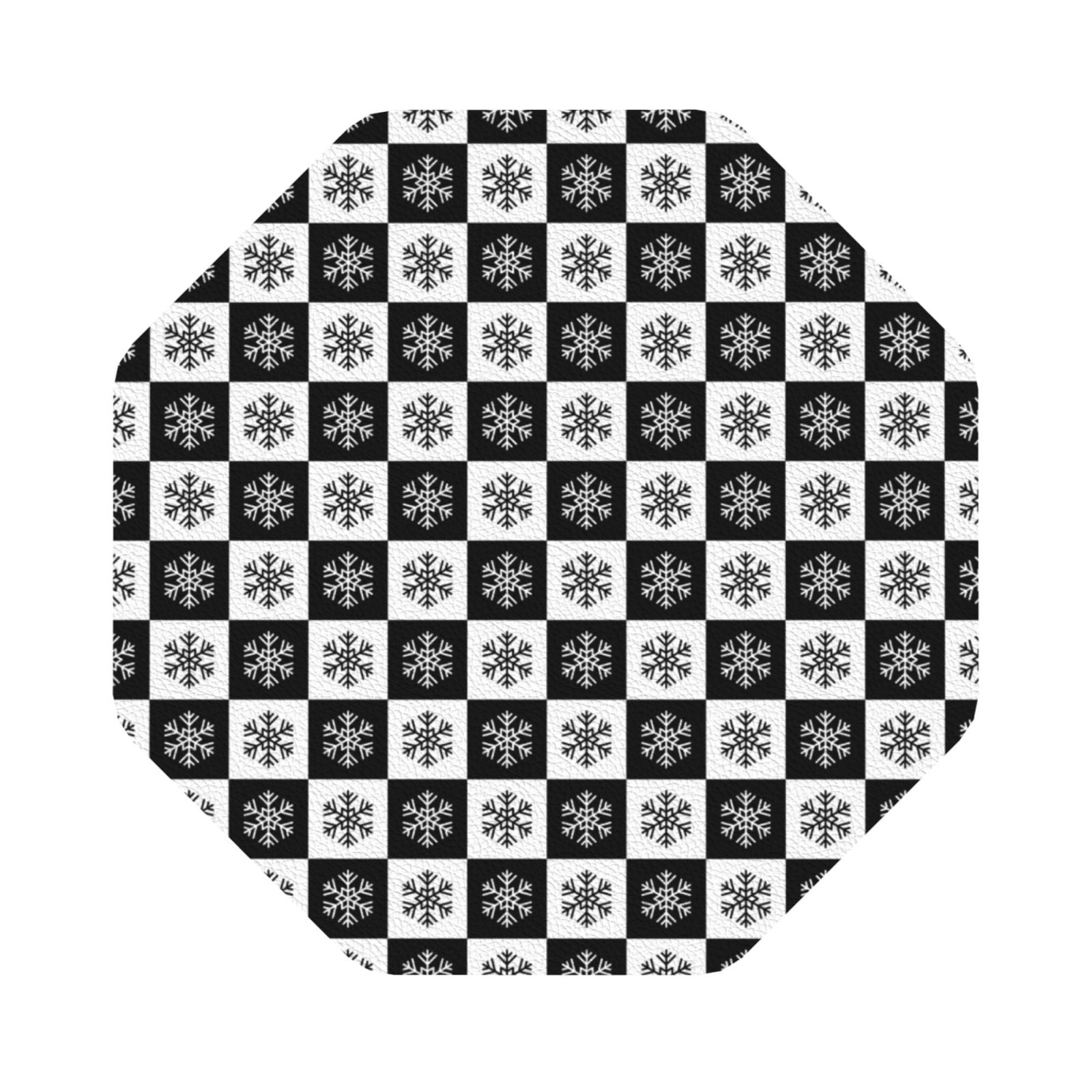 Coaee Checkerboard With Snowflake 1 Print Leather Coasters Set of 6 ...