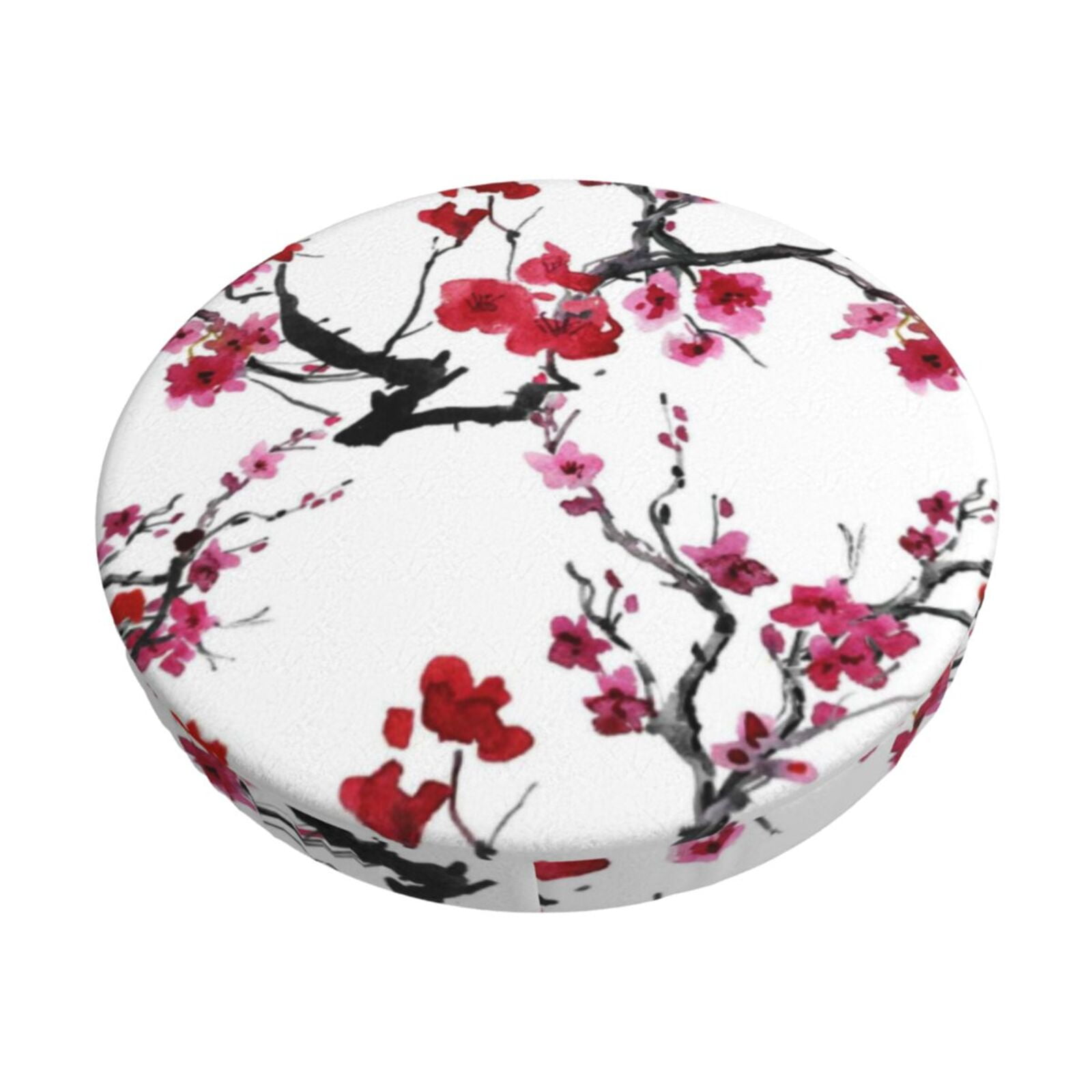 Coaee Cherry Blossoms Round Bar Stool Covers Elastic Bar Chair Covers Suitable for Kitchen ...