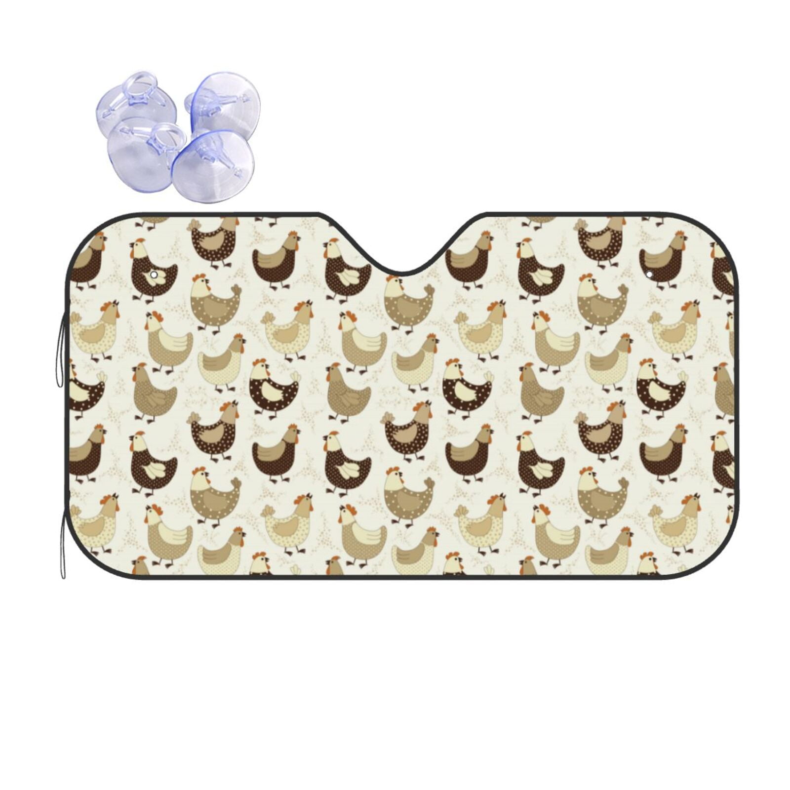 Coaee Chicken Cartoon Print Car Sunshade Windshield Sun Shade Reflect ...