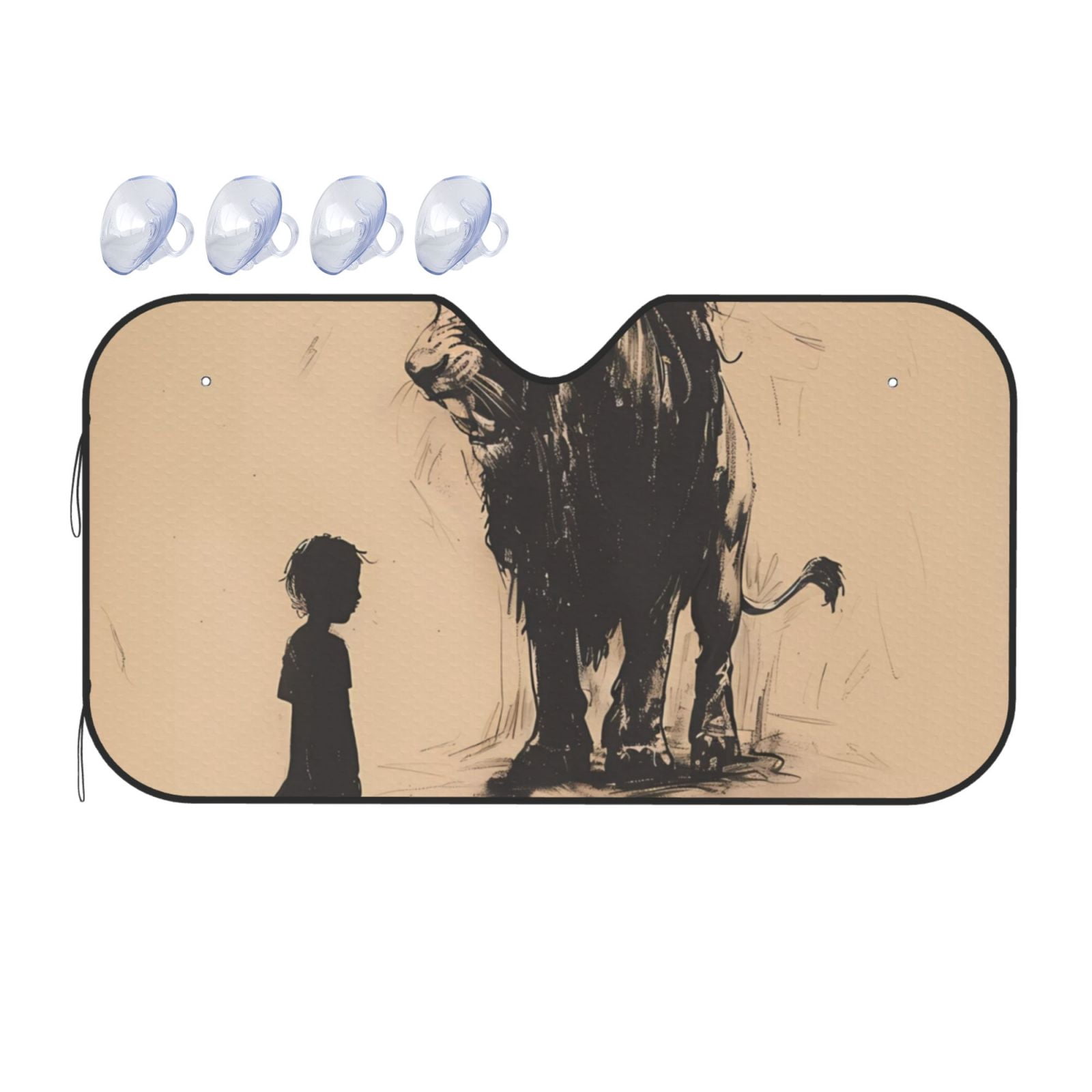 Coaee Child And Lion Sketch for Car Sunshade Windshield Sun Shade ...