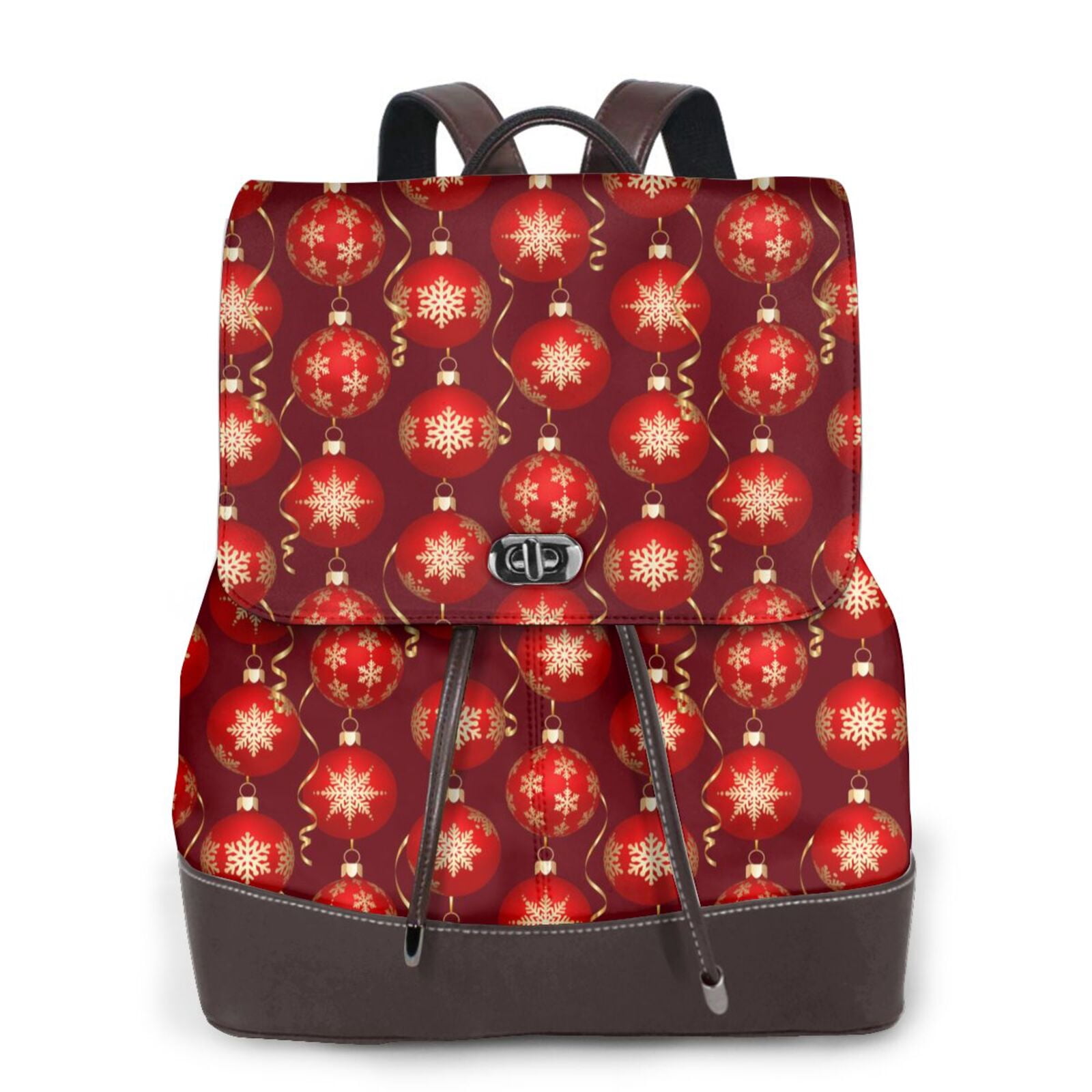 Coaee Christmas Red Balls for Womens Backpack Anti-theft Purse Leather ...