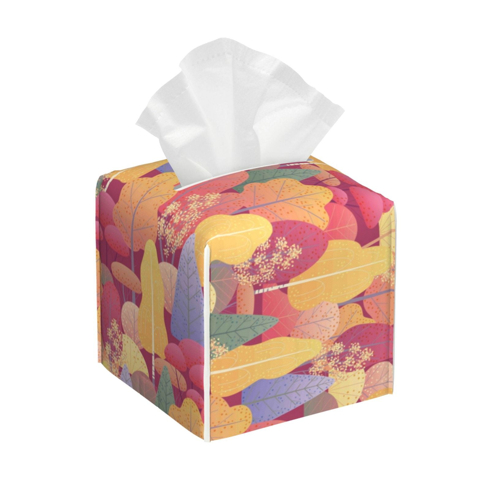 Coaee Colorful Autumn Forest Trees for Leather Tissue Box Cover Square ...
