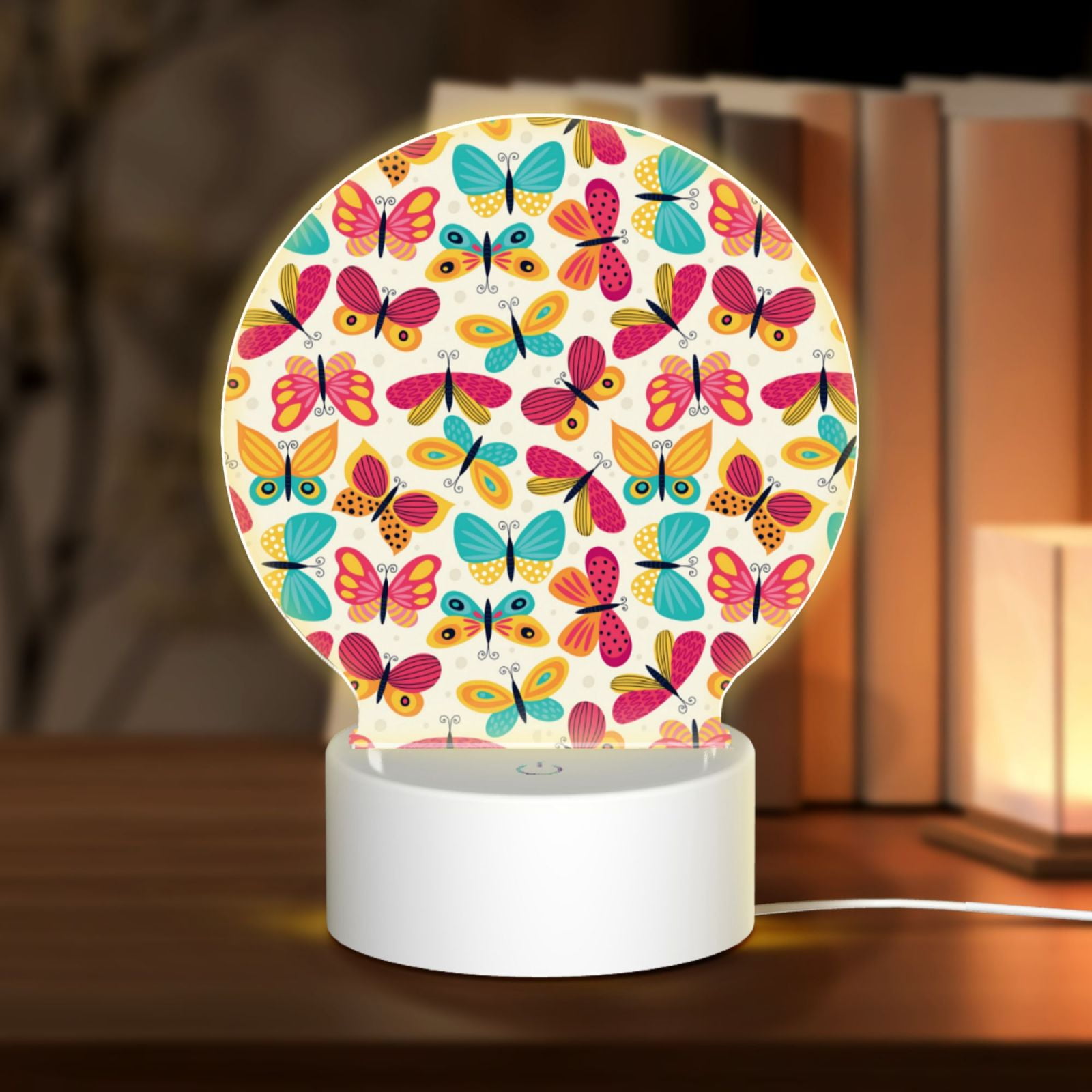 Coaee Colorful Butterflies for Round Acrylic LED Desk Lamp 3 Color ...