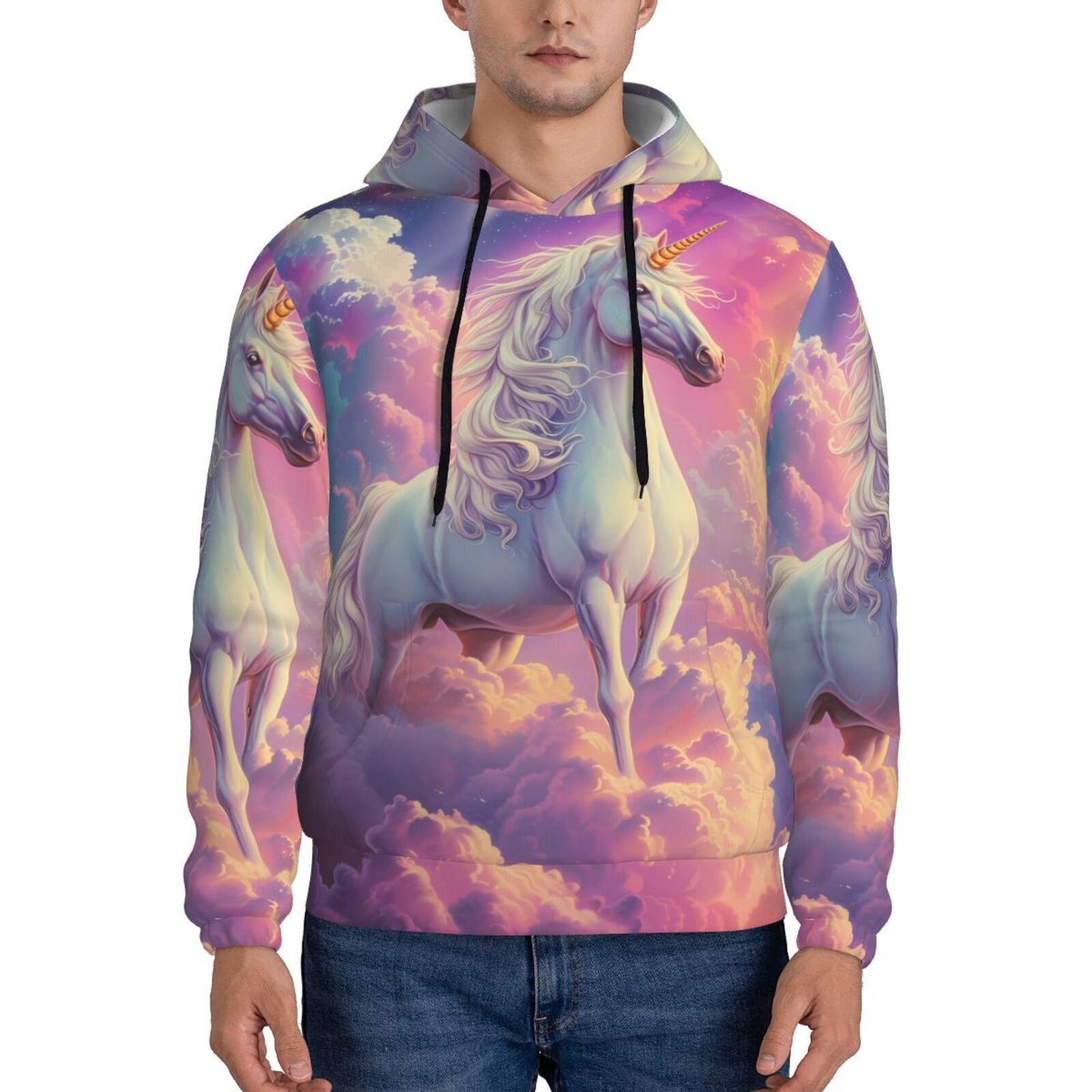 Coaee Colorful Cloud White Horse for Adult Hoodie Pullover Sweatshirt ...