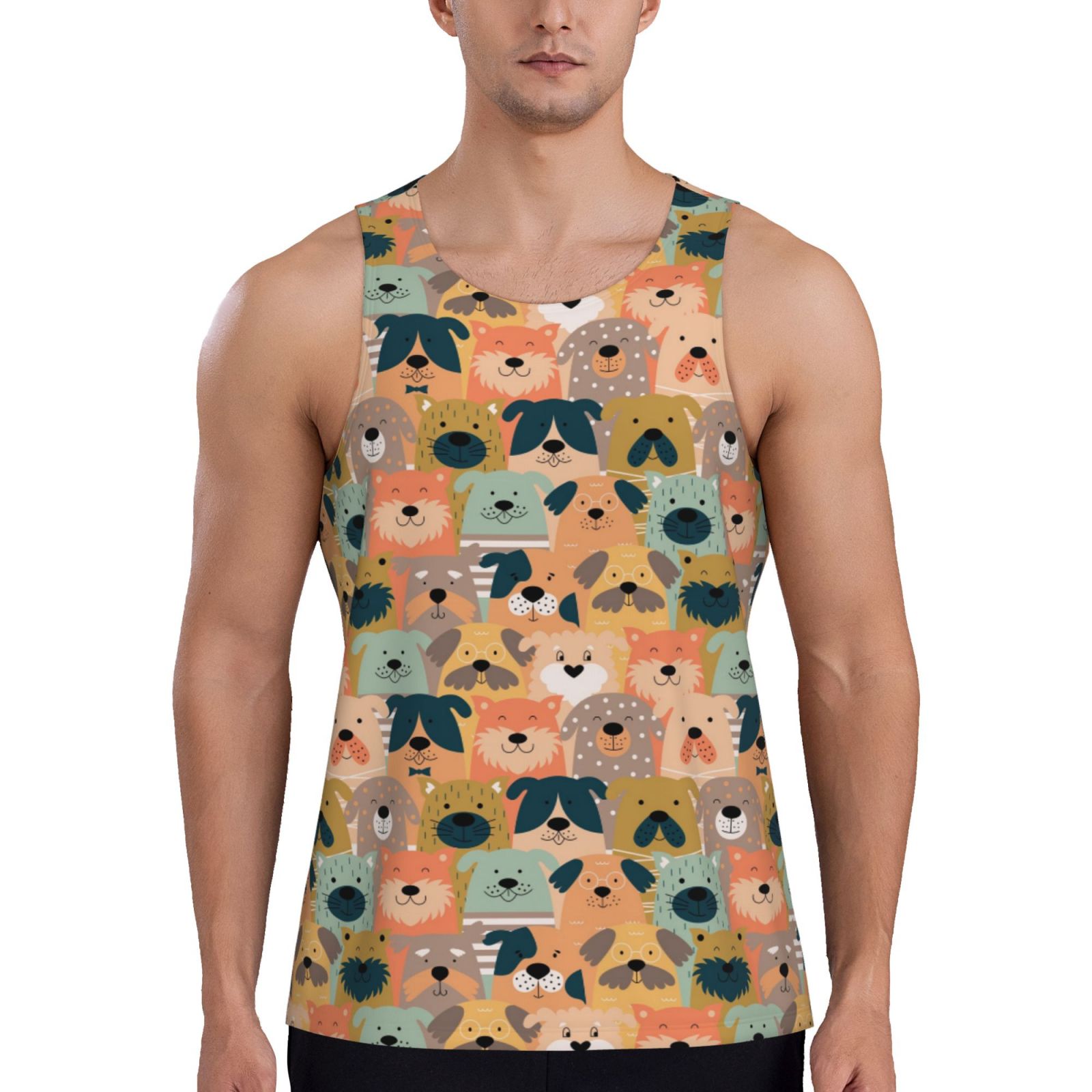 Coaee Colorful Dogs Men's Workout Tank Top, Men's Tank Top Sleeveless ...