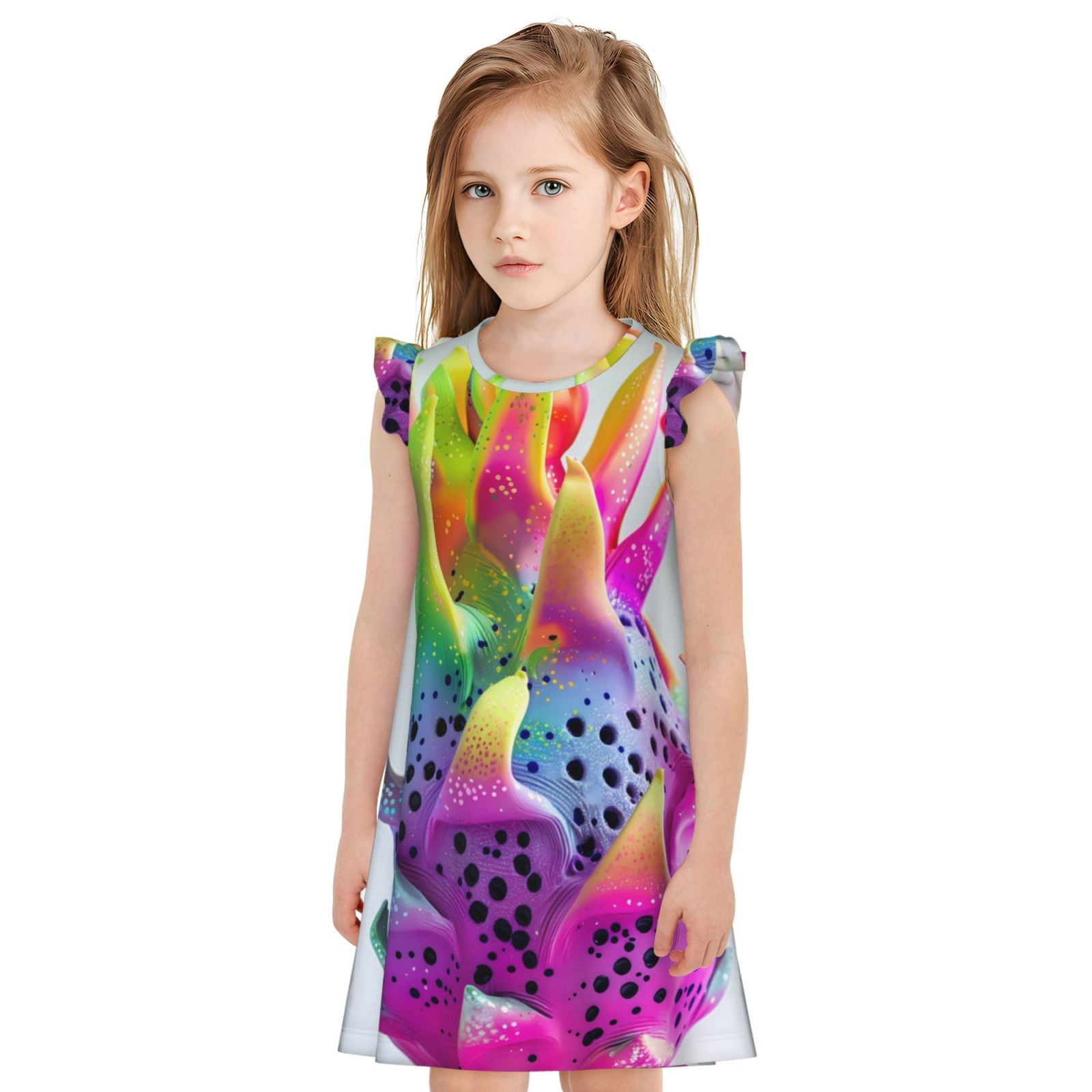 Coaee Colorful Glitter Dagon Fruit for Printed Girls Nightgowns Short ...