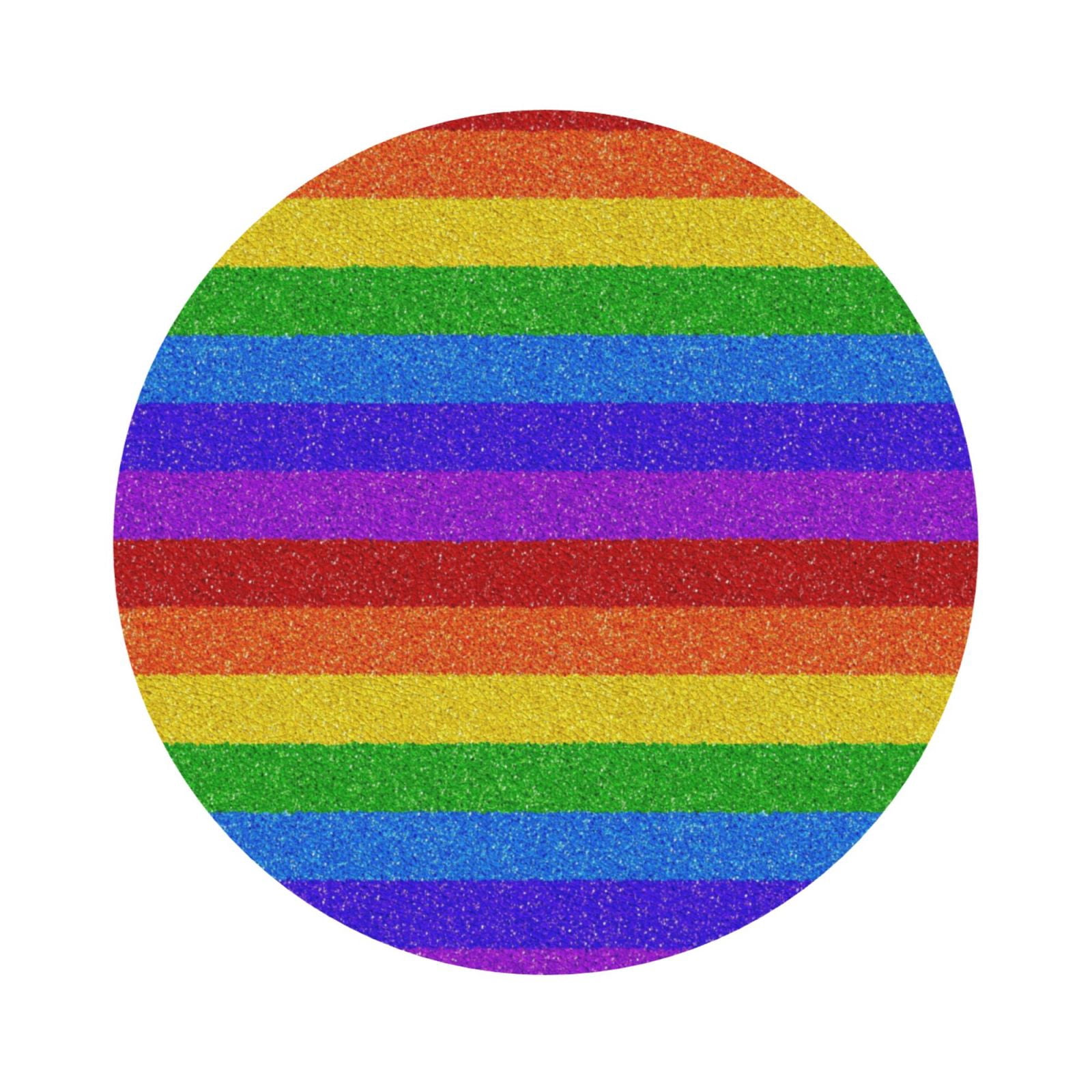 Coaee Colorful Glitter Rainbow Print Leather Coasters Set of 6, Non ...