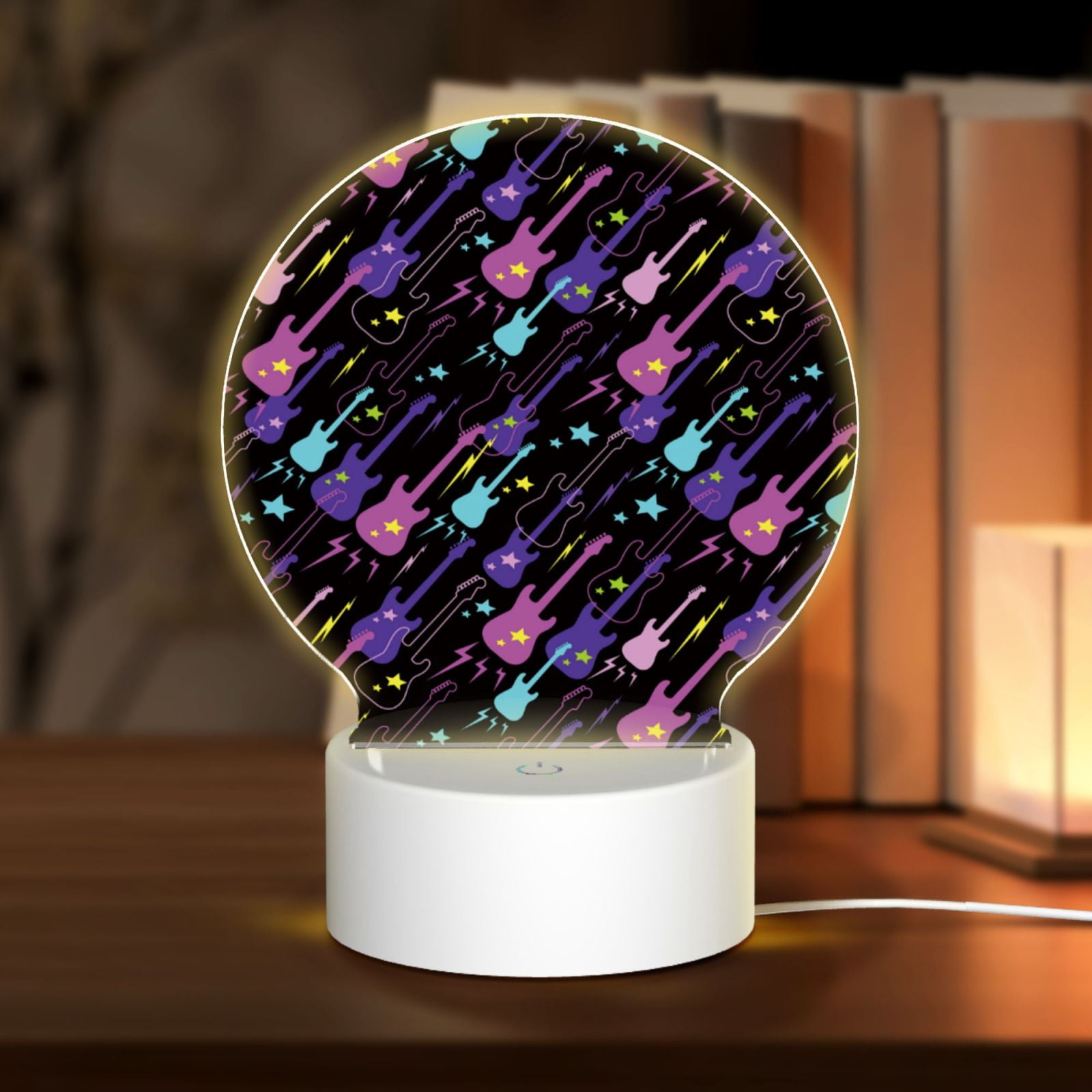 Coaee Colorful Guitar for Round Acrylic LED Desk Lamp 3 Color Change ...