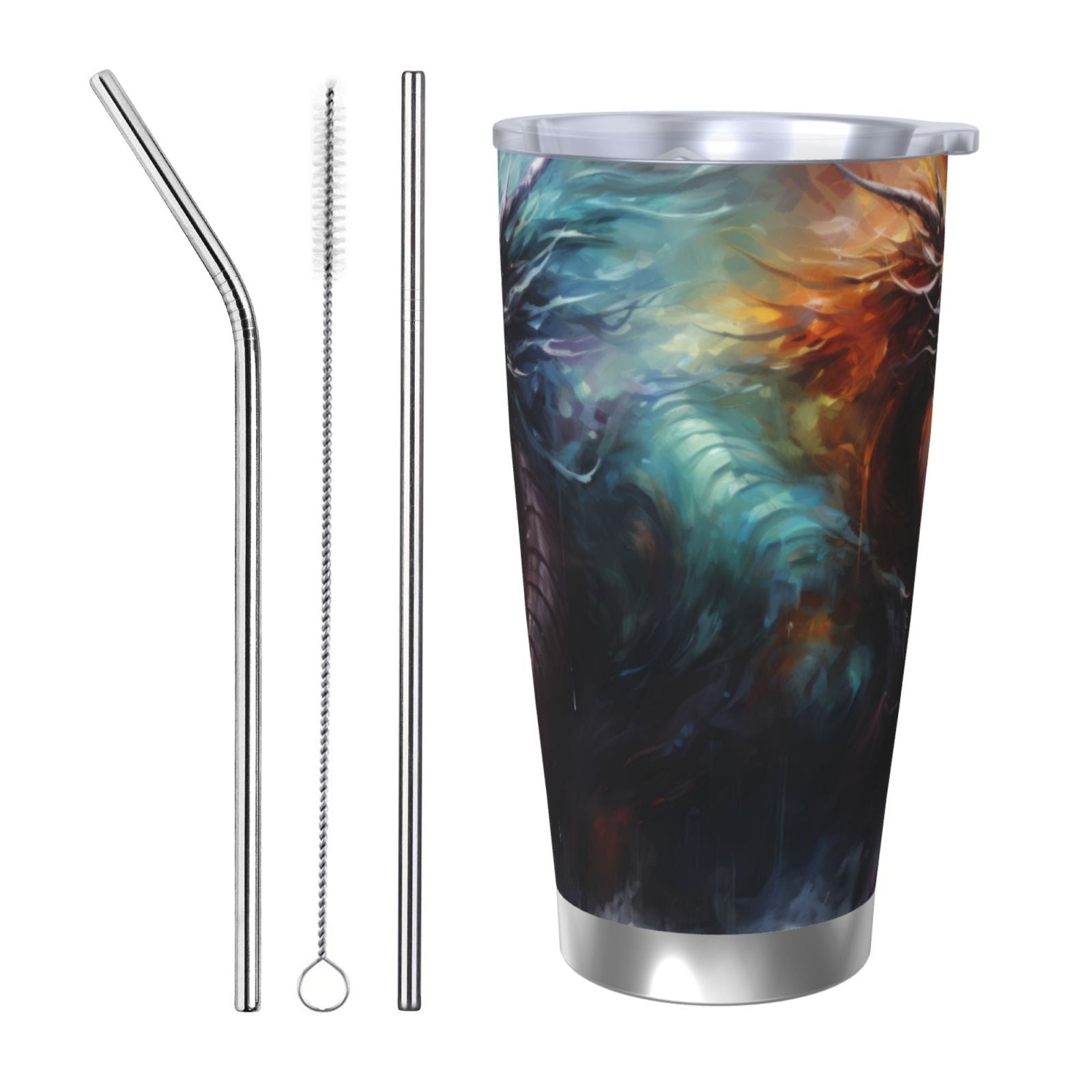 Coaee Colorful Ink Style Dragon for 20oz Insulated Kettle Water Bottle ...