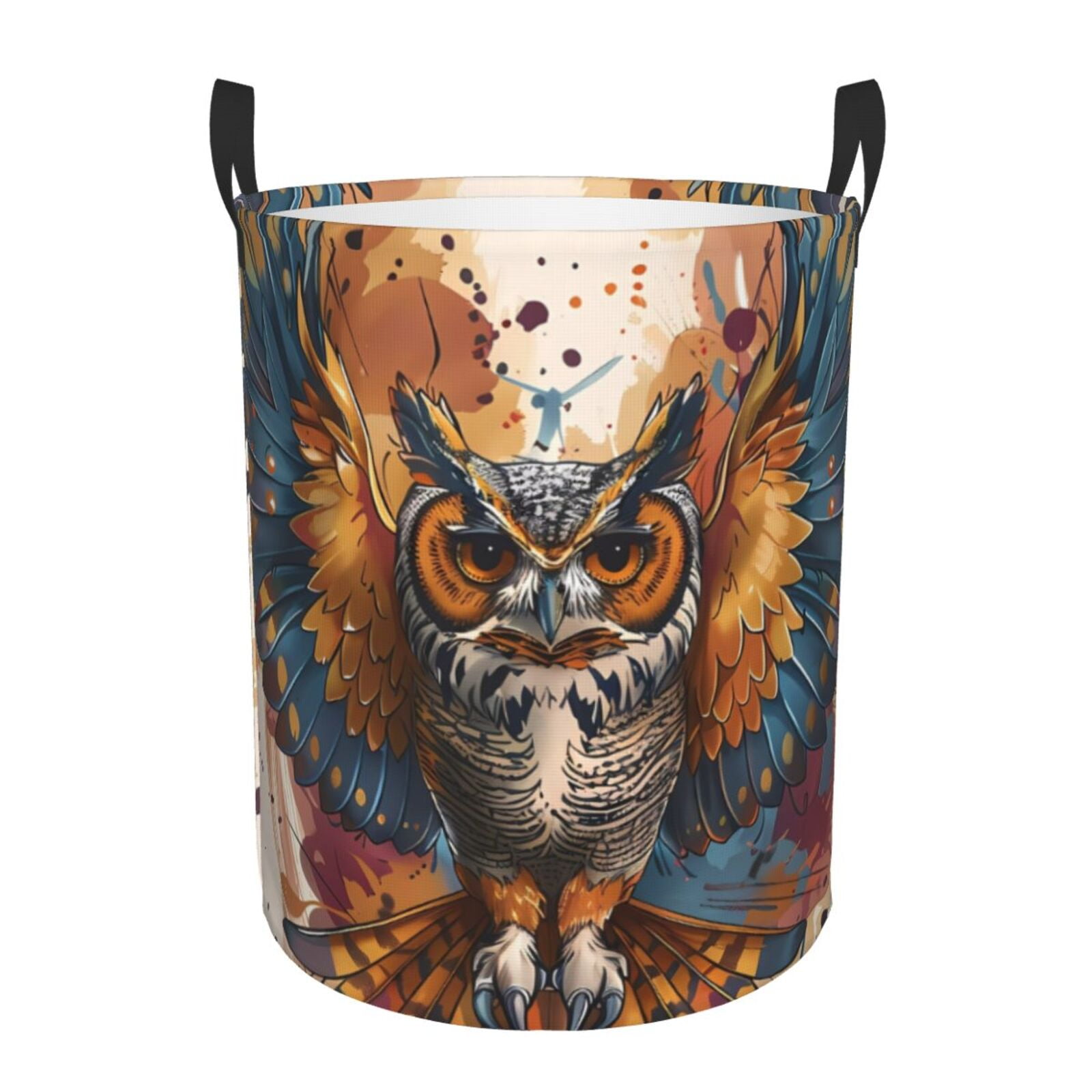 Coaee Colorful Owl Tattoo Art for Laundry Basket with Handle, Clothes ...