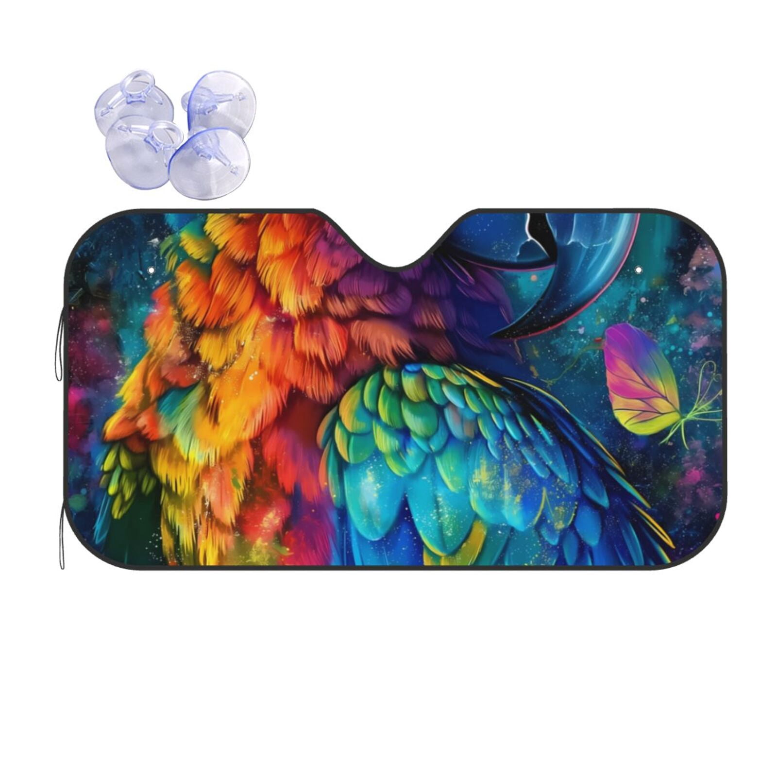 Coaee Colorful Parrot Jungle Dream Print Car Sunshade Windshield Sun ...