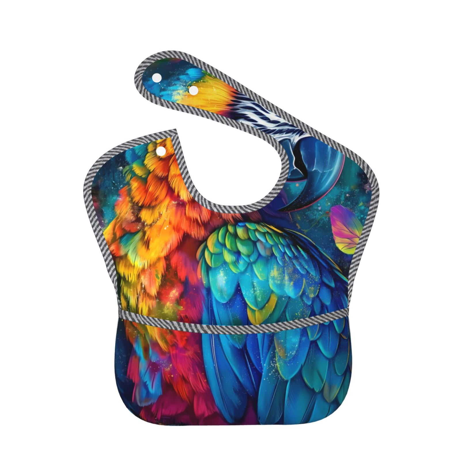 Coaee Colorful Parrot Jungle Dream for Proof Baby Bib with Food Catcher ...