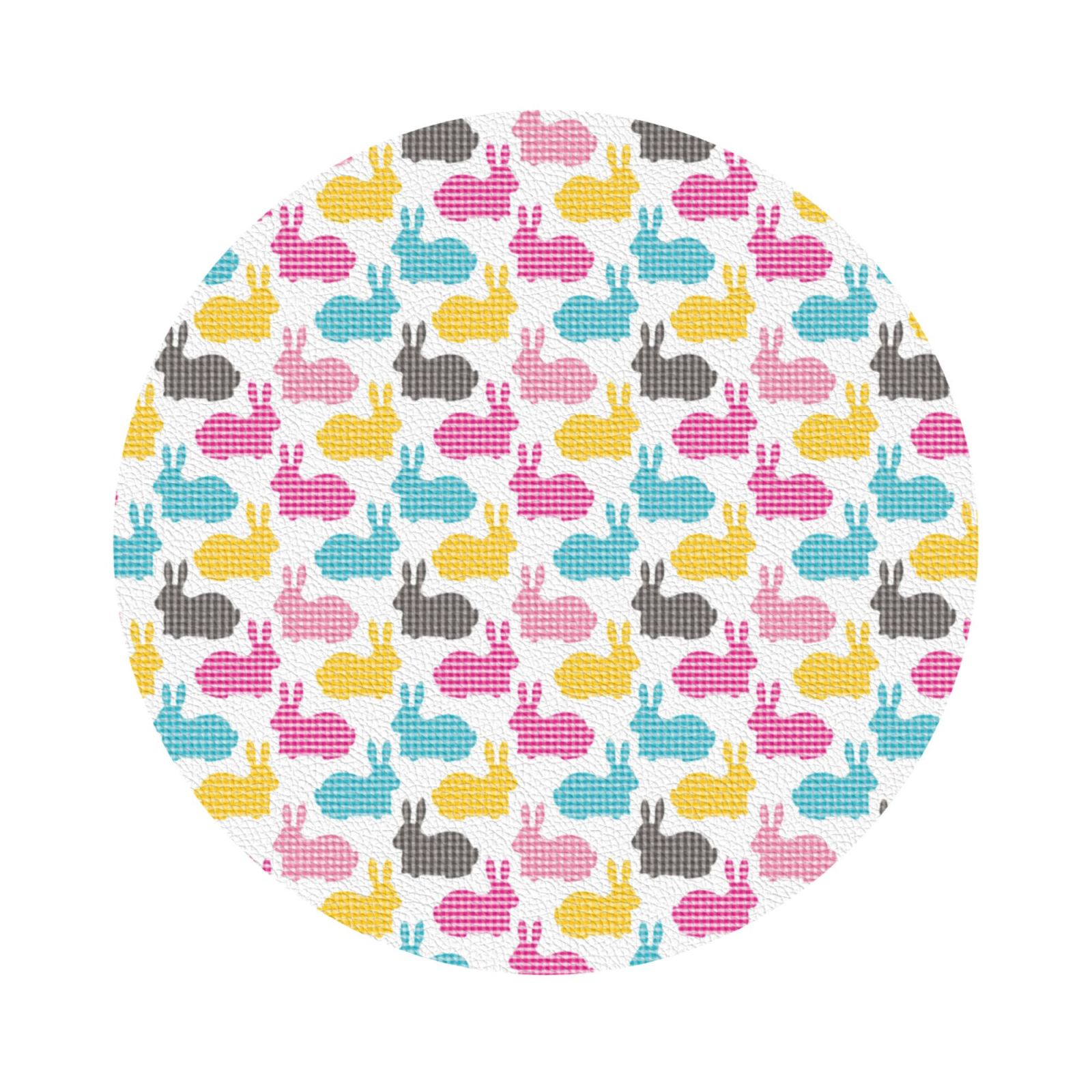 Coaee Colorful Rabbit Print Leather Coasters Set of 6, Non-Slip ...