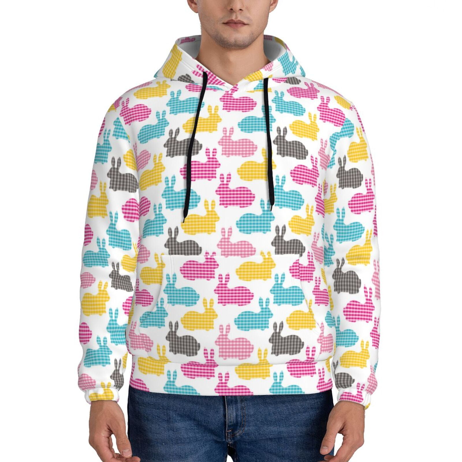 Coaee Colorful Rabbit for Adult Hoodie Pullover Sweatshirt for Men ...