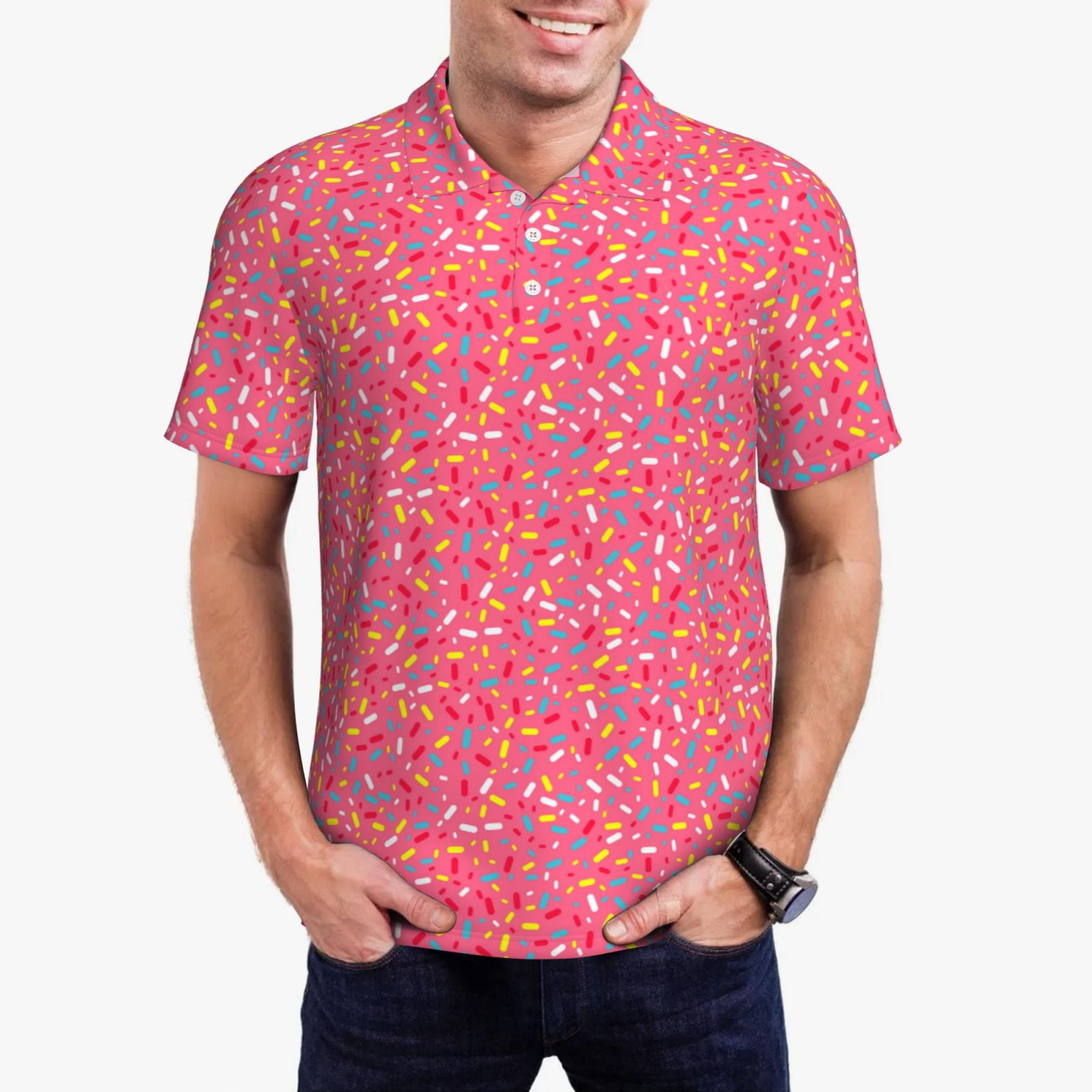 Coaee Colorful Sprinkles Donuts for Men's Polo Shirts Mens Polo Shirts ...