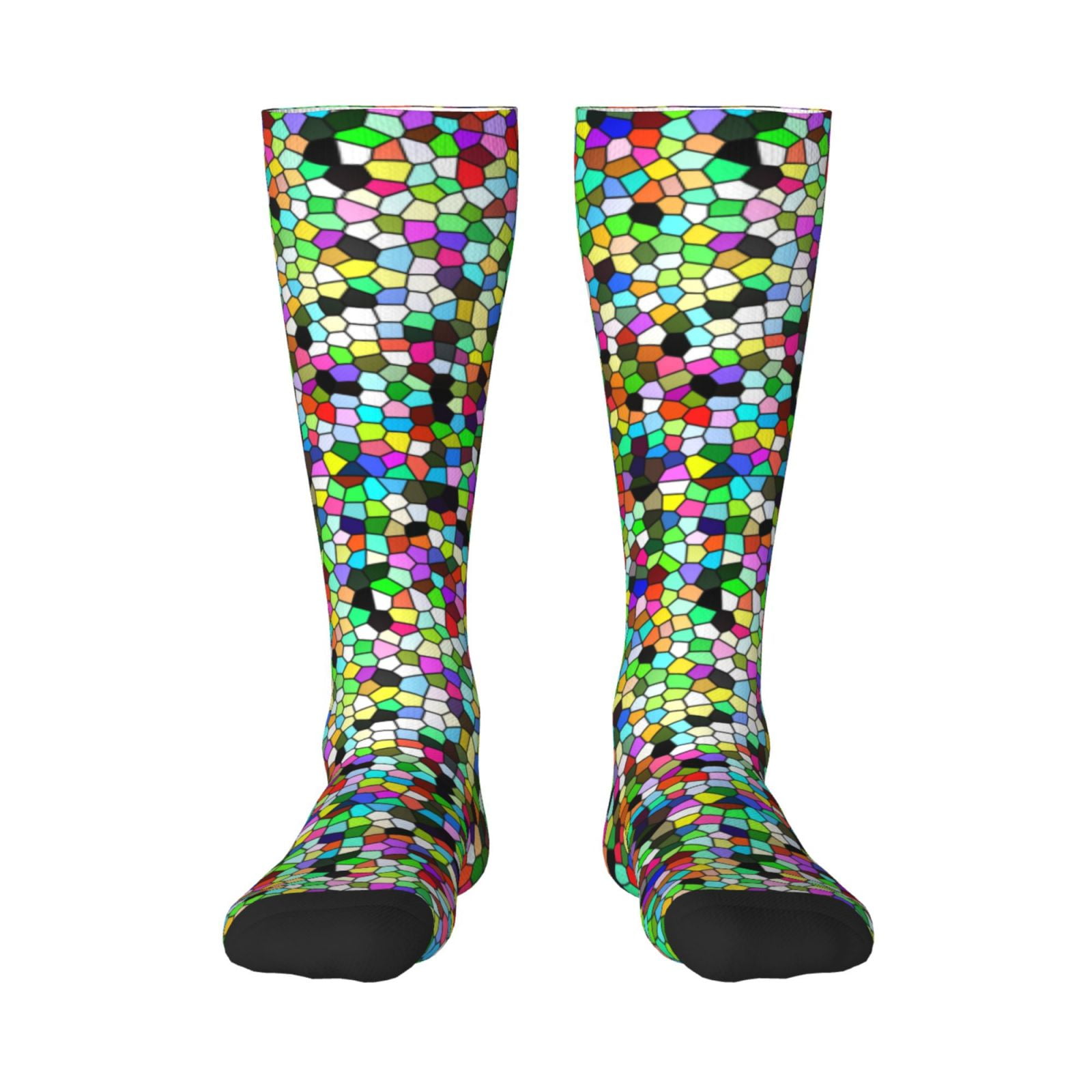 Coaee Colorful Tie Dye Stained Glass Print Sock Breathable,Adult ...