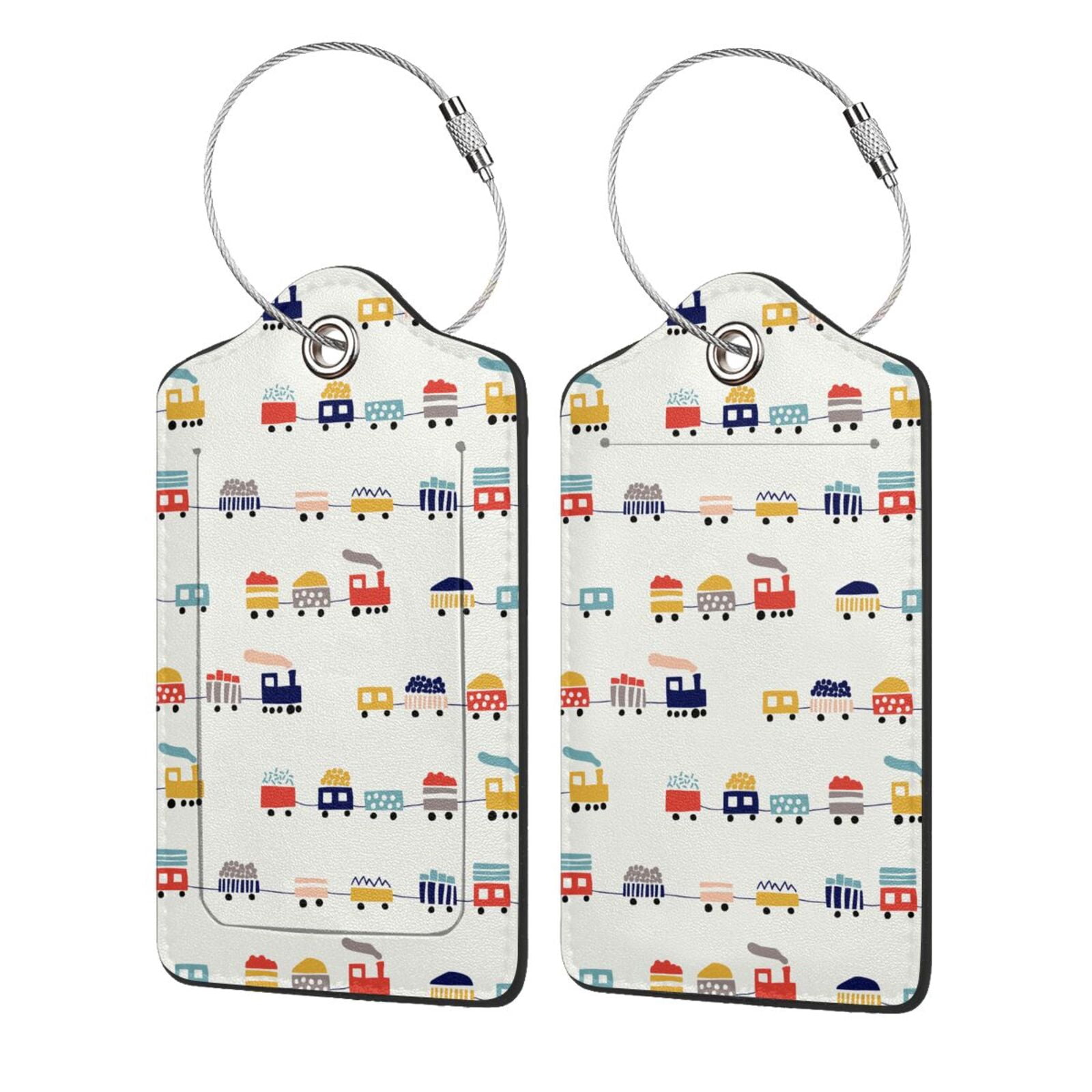 Coaee Colorful Trains Untethered Leather Luggage Tags for Suitcases ...
