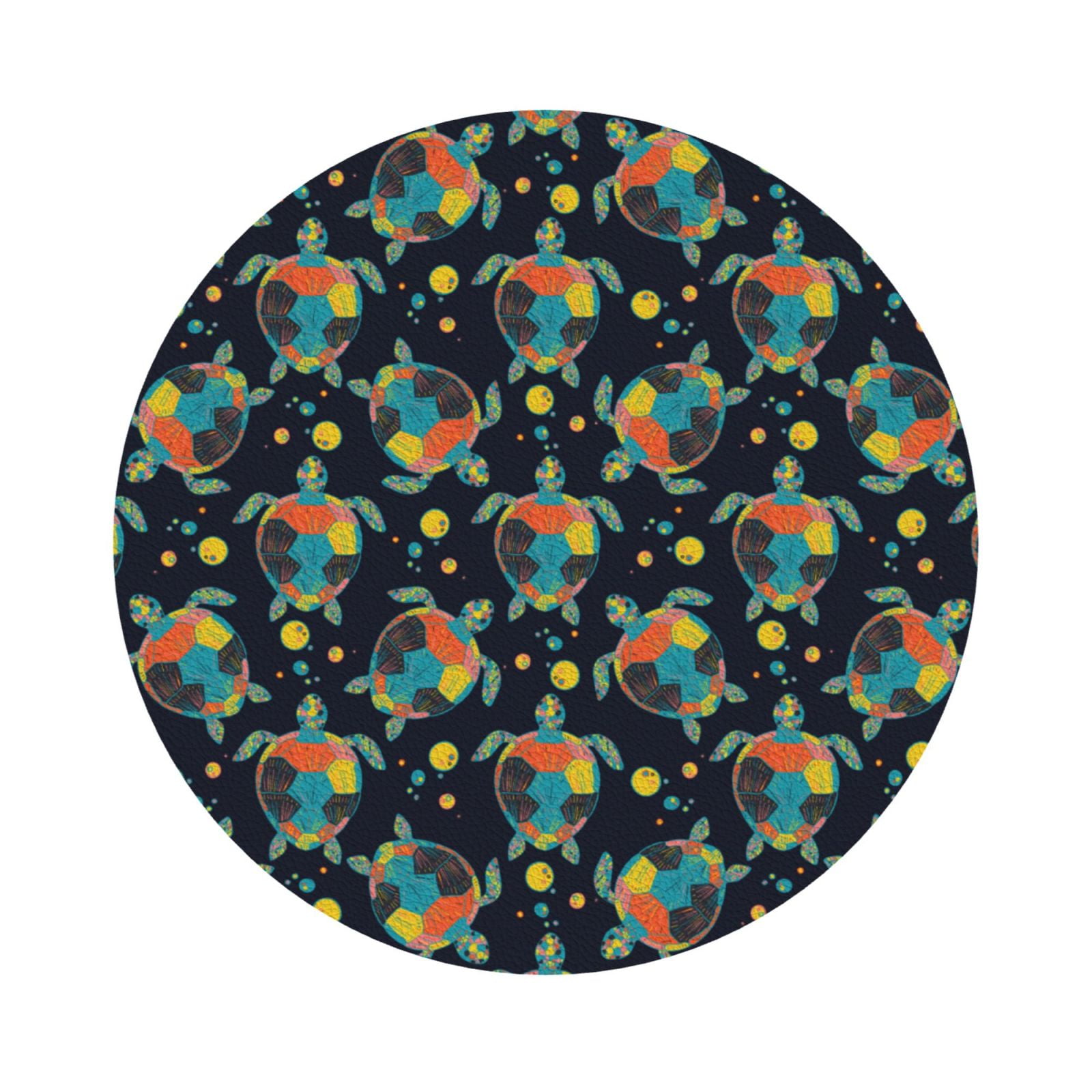 Coaee Colorful Turtles Print Leather Coasters Set of 6, Non-Slip ...