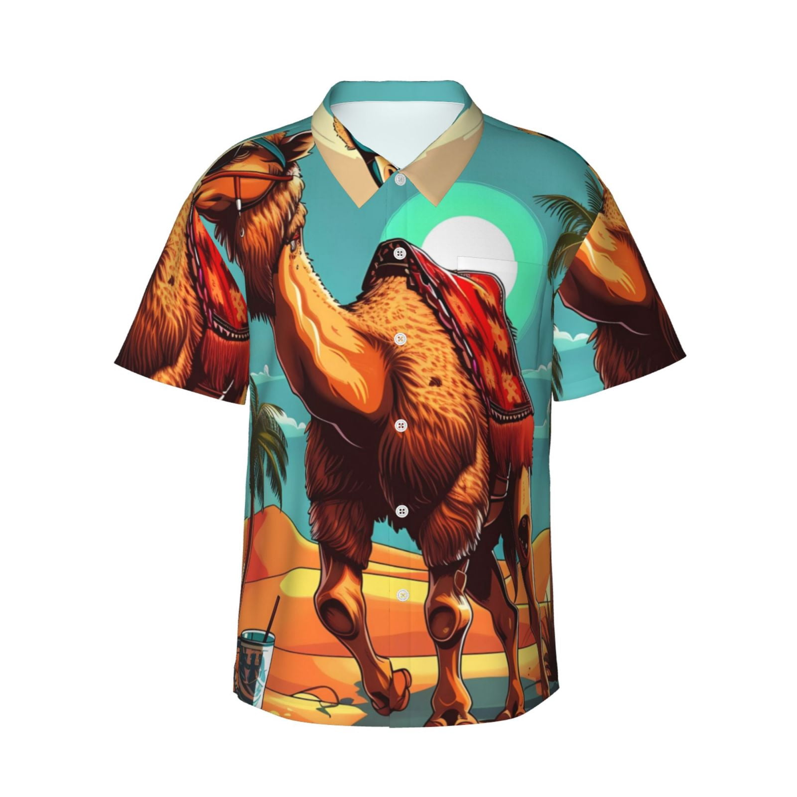 Coaee Cool Camel Oasis Vibes for Men's Hawaiian Shirt Summer Beach ...