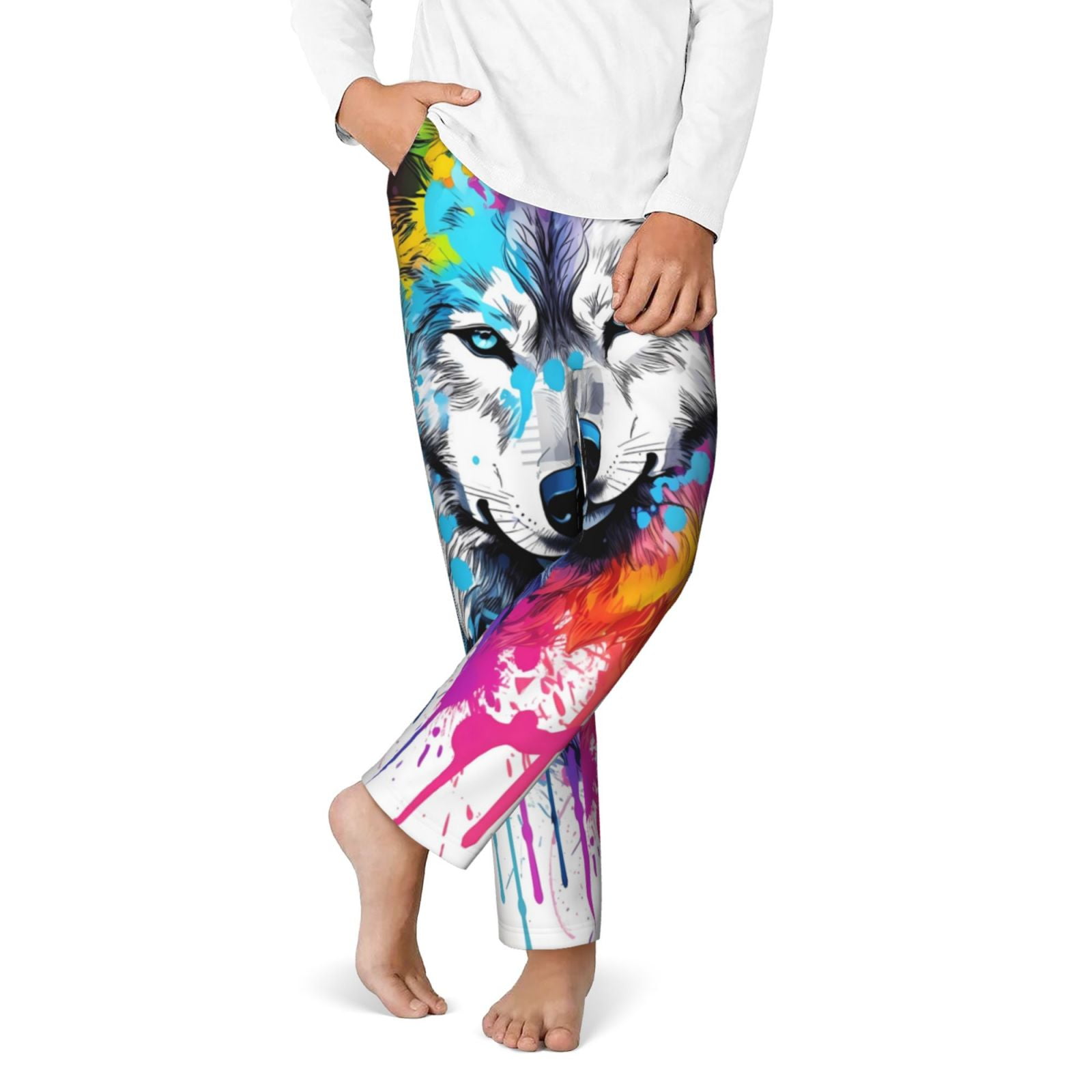 Coaee Cool Colorful Wolf for Teen lounge pants Comfortable Lounge Long ...