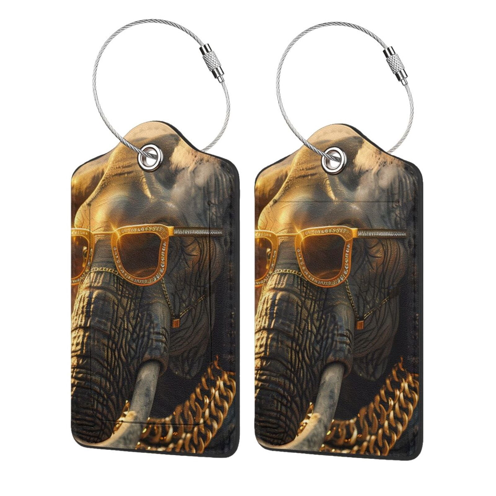 Coaee Cool Sunglasses Elephant Art Untethered Leather Luggage Tags for ...