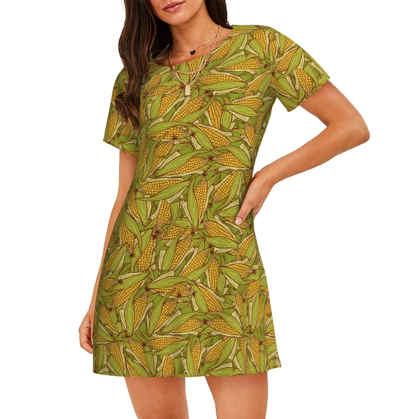 Coaee Corn 6 for Women's Short-sleeved Nightdress Casual Sleepdress ...