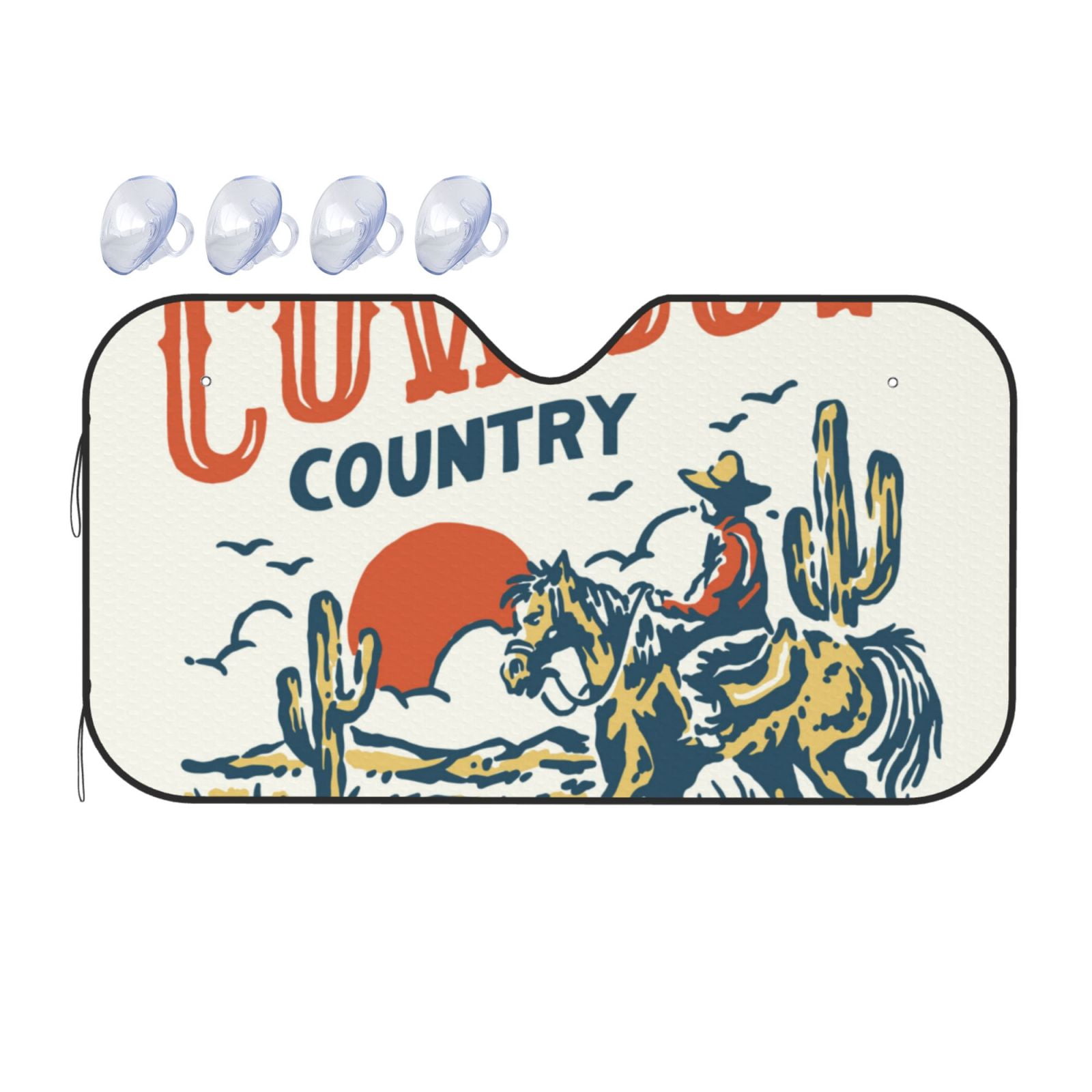 Coaee Cowboy Rising Horse for Car Sunshade Windshield Sun Shade Reflect ...