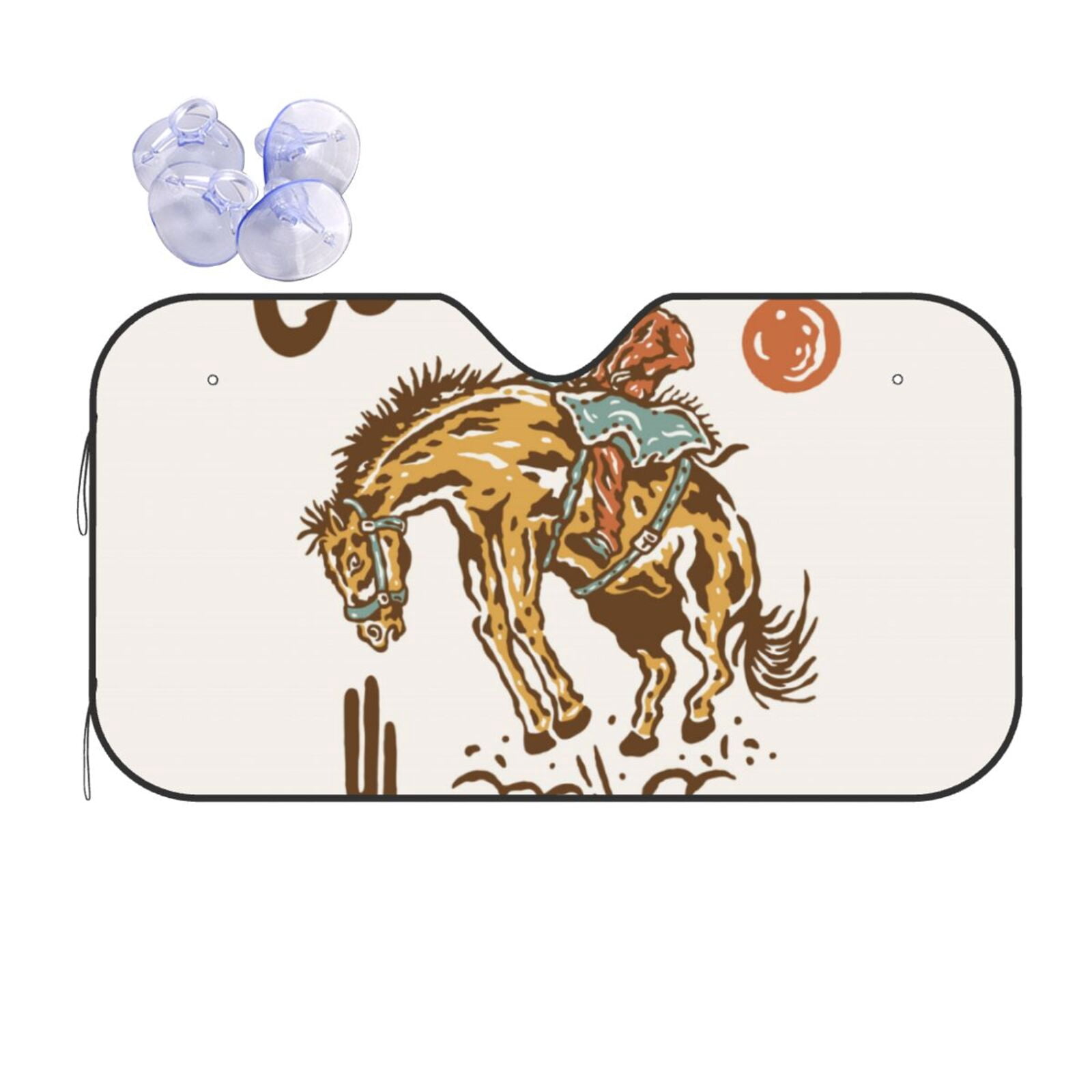 Coaee Cowboy Up Vintage Wild West Print Car Sunshade Windshield Sun ...