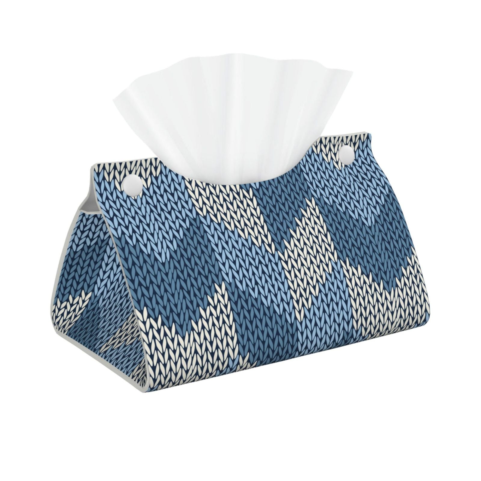 Coaee Cozy Knitted Blue Chevron for Large Tissue Box Cover Rectangular ...