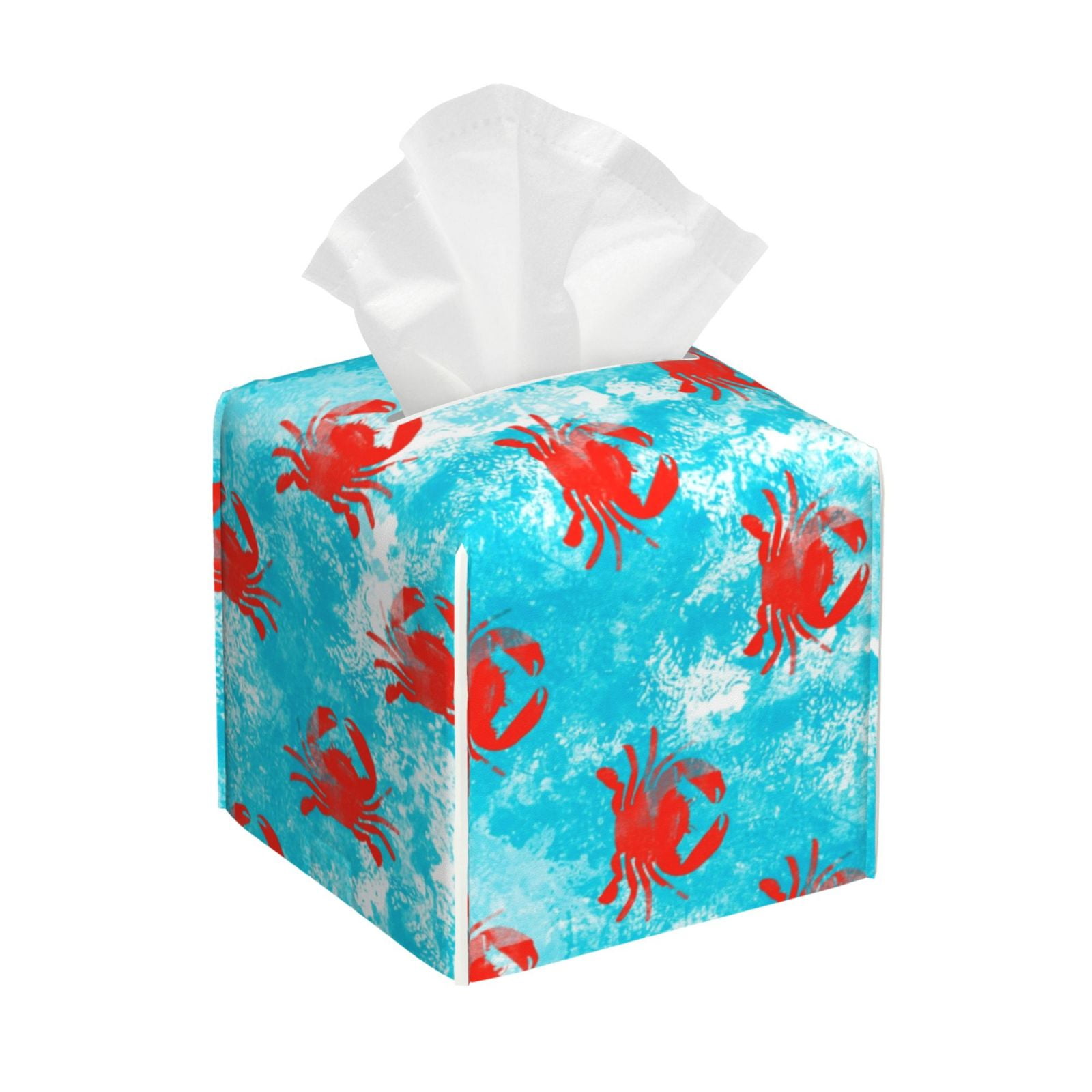 Coaee Crab Swims In The Ocean for Leather Tissue Box Cover Square ...