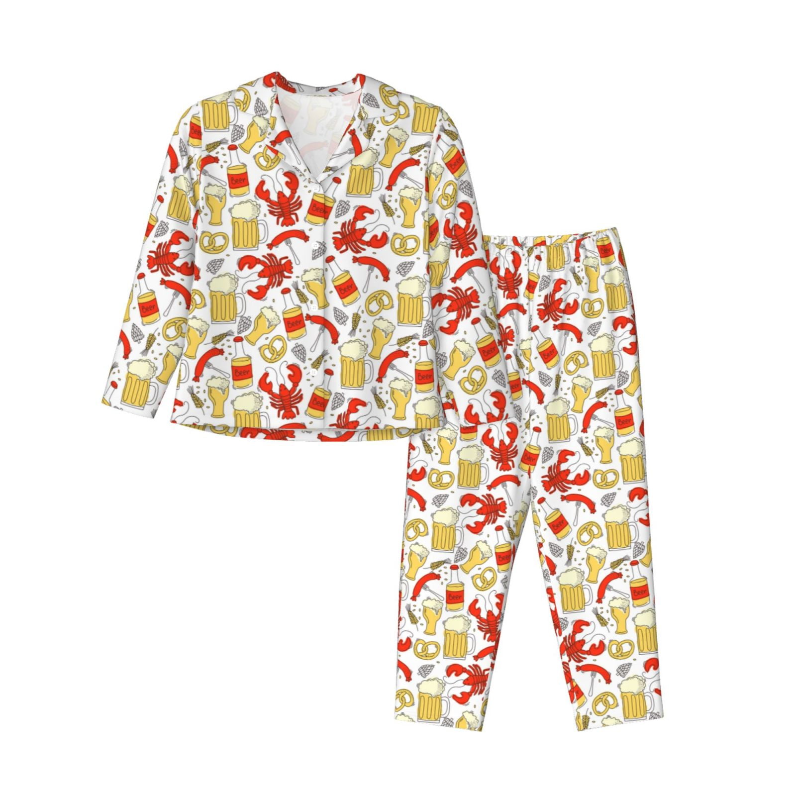 Coaee Crabs And Beer for Pajamas for Women Set Women's Long-Sleeved ...