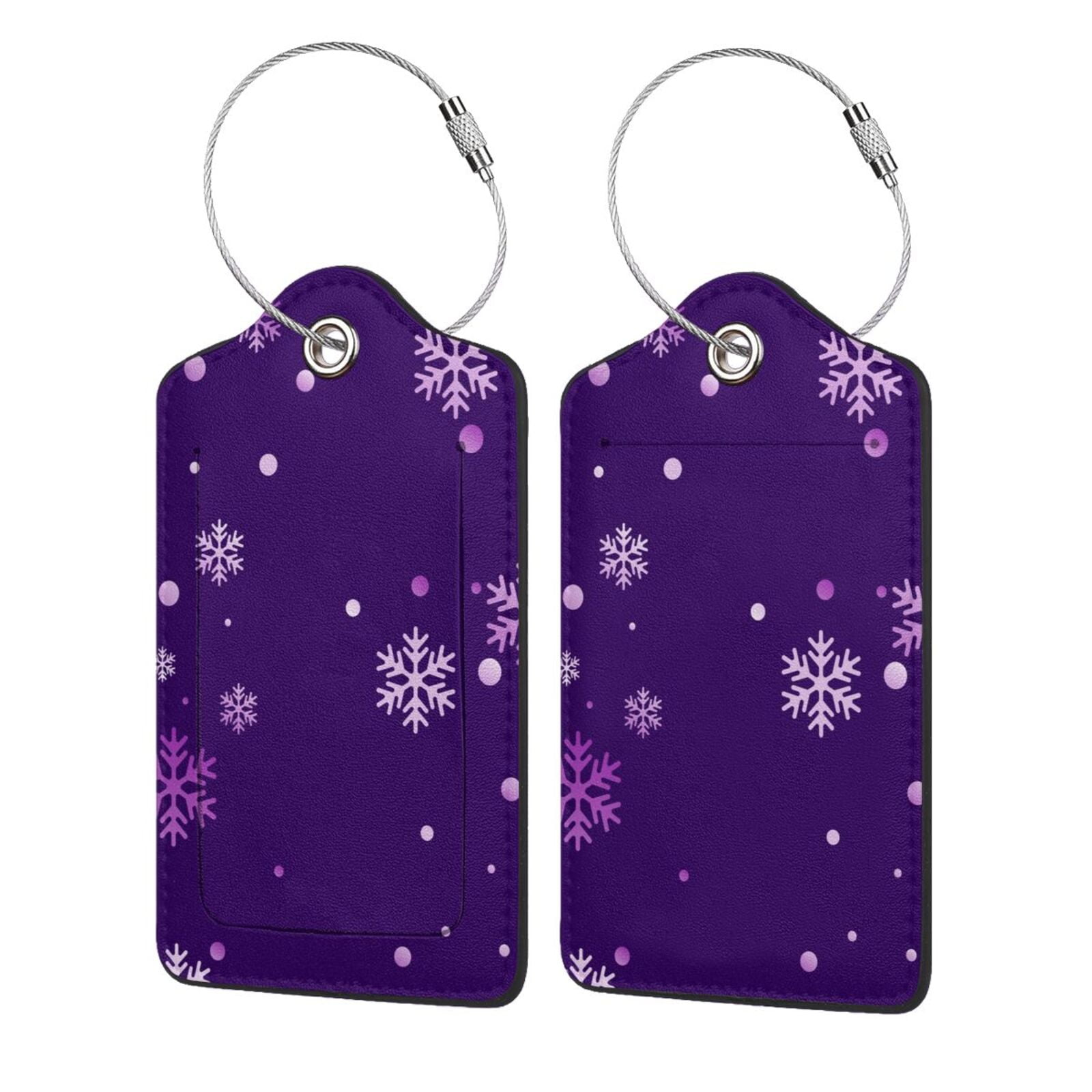 Coaee Crystal Purple Snowflake Untethered Leather Luggage Tags for ...