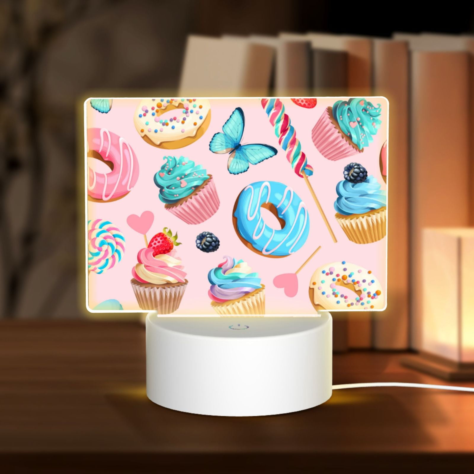 Coaee Cupcakes and Donuts for Rectangular Acrylic LED Desk Lamp 3 Color ...