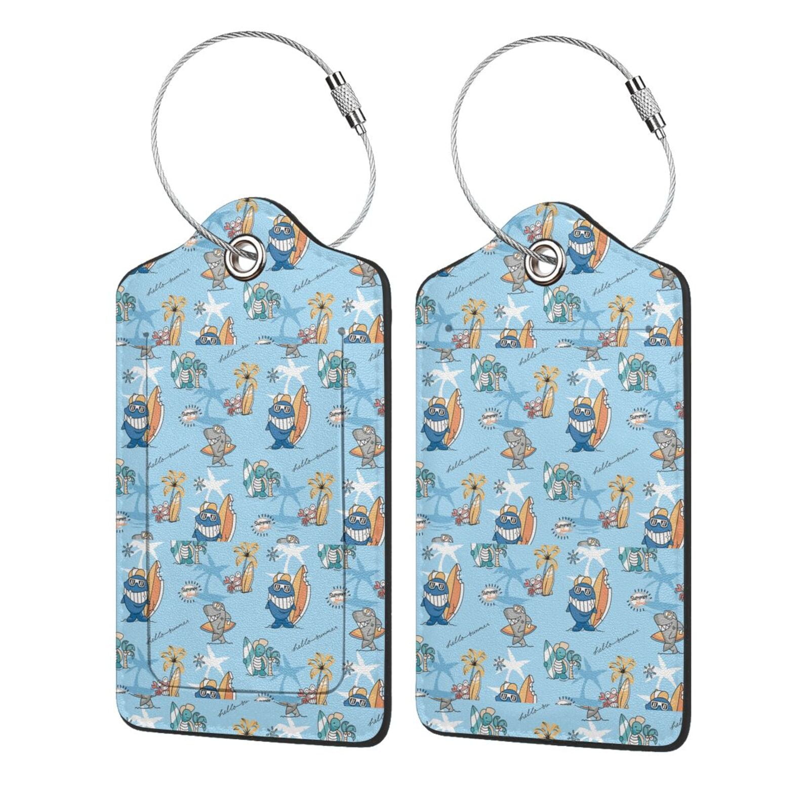 Coaee Cute Animals Surfers Untethered Leather Luggage Tags for ...