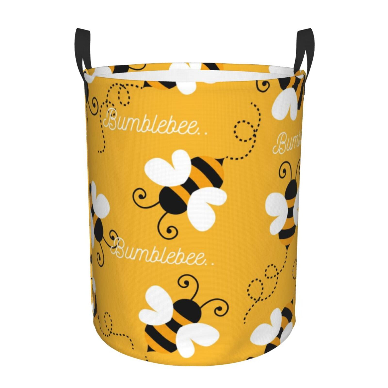 Coaee Cute Bee Butterfly Yelllow Laundry Basket with Handle, Waterproof ...