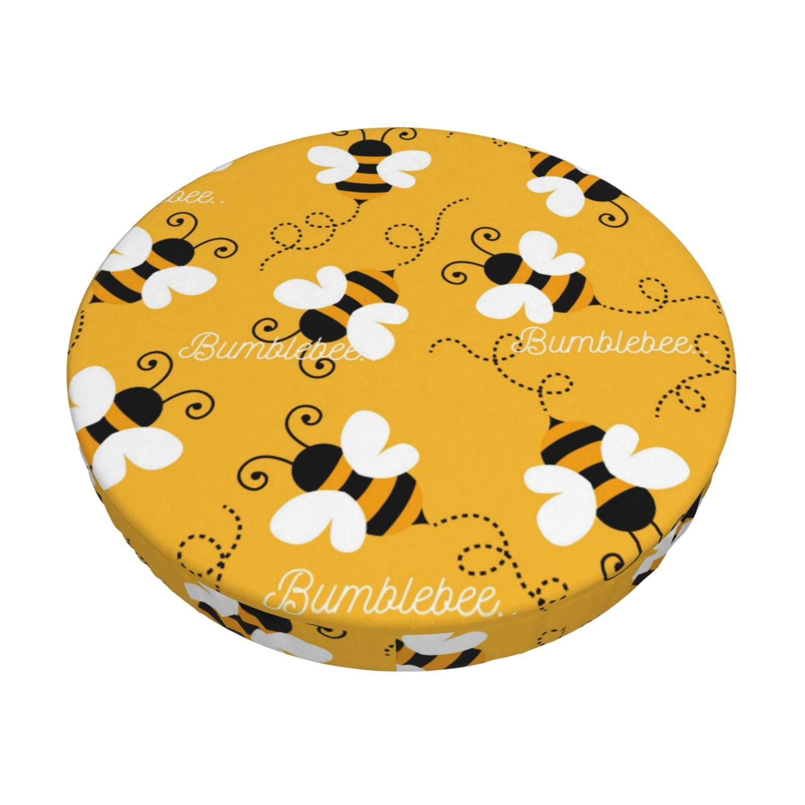 Coaee Cute Bee Butterfly Yelllow Round Bar Stool Seat Covers Washable ...