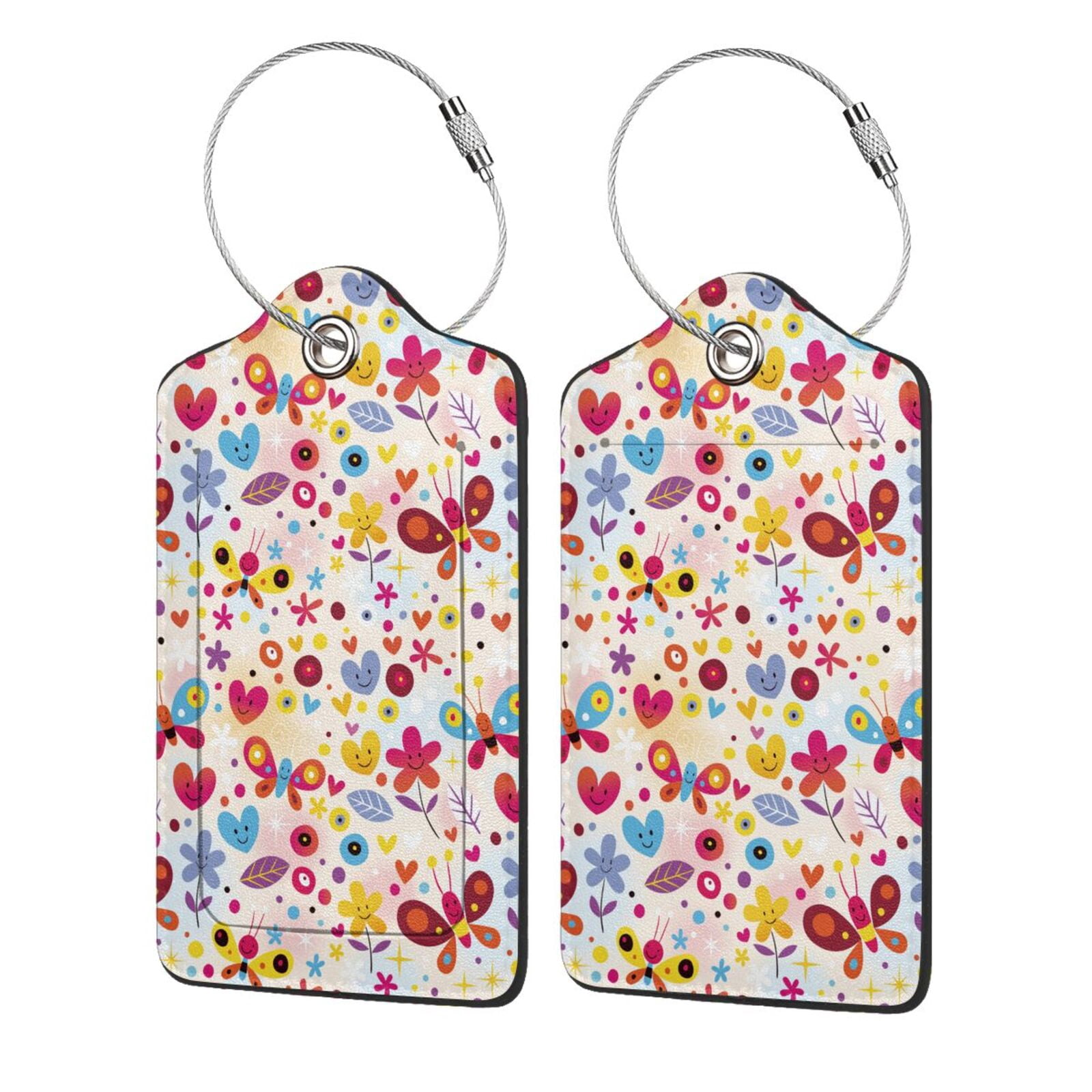 Coaee Cute Butterfly Flowers Untethered Leather Luggage Tags for ...