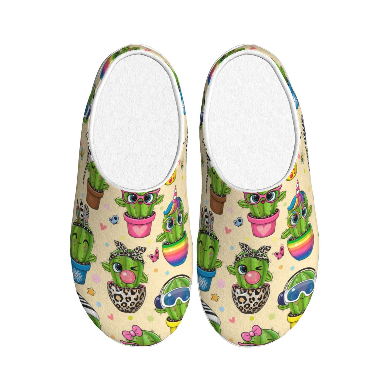 Coaee Cute Cartoon Cactus for Mens Slippers Indoor Slip On Shoes ...