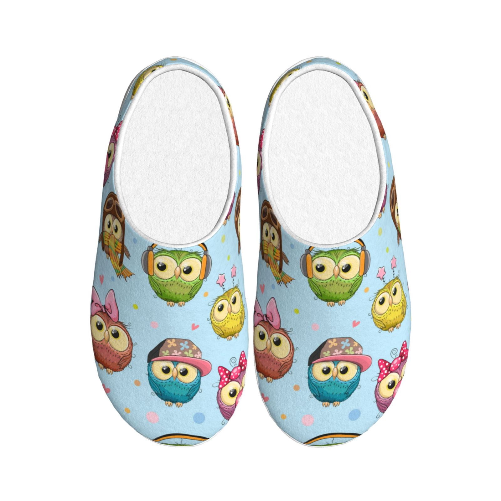 Coaee Cute Cartoon Owls 3 for Mens Slippers Indoor Slip On Shoes ...