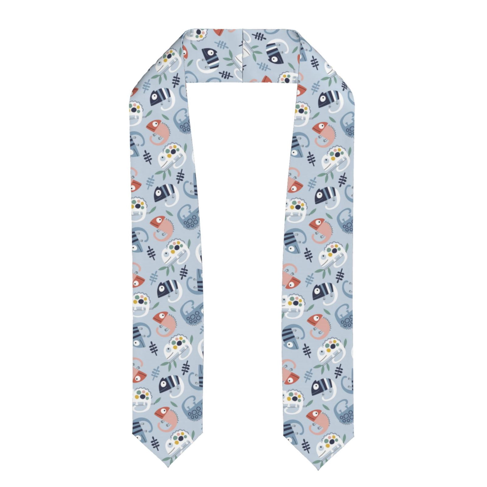 Coaee Cute Chameleons On Blue Graduation Stole, Unisex, 72" Long ...