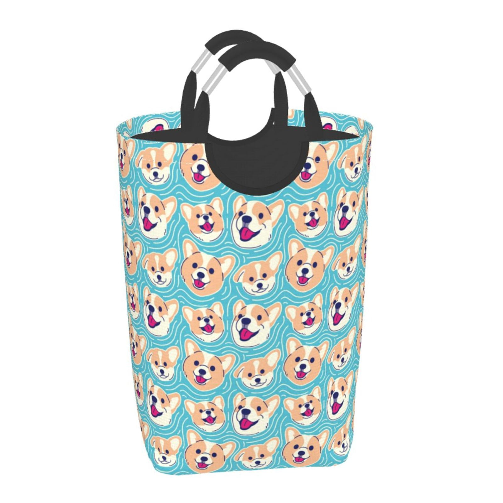 Coaee Cute Corgi Head for 50L Laundry Baskets with Handles, Collapsible ...