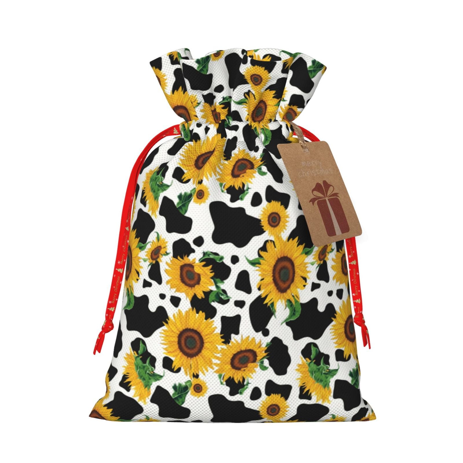 Coaee Cute Cow Print Sunflower D for Christmas Linen Bags with ...