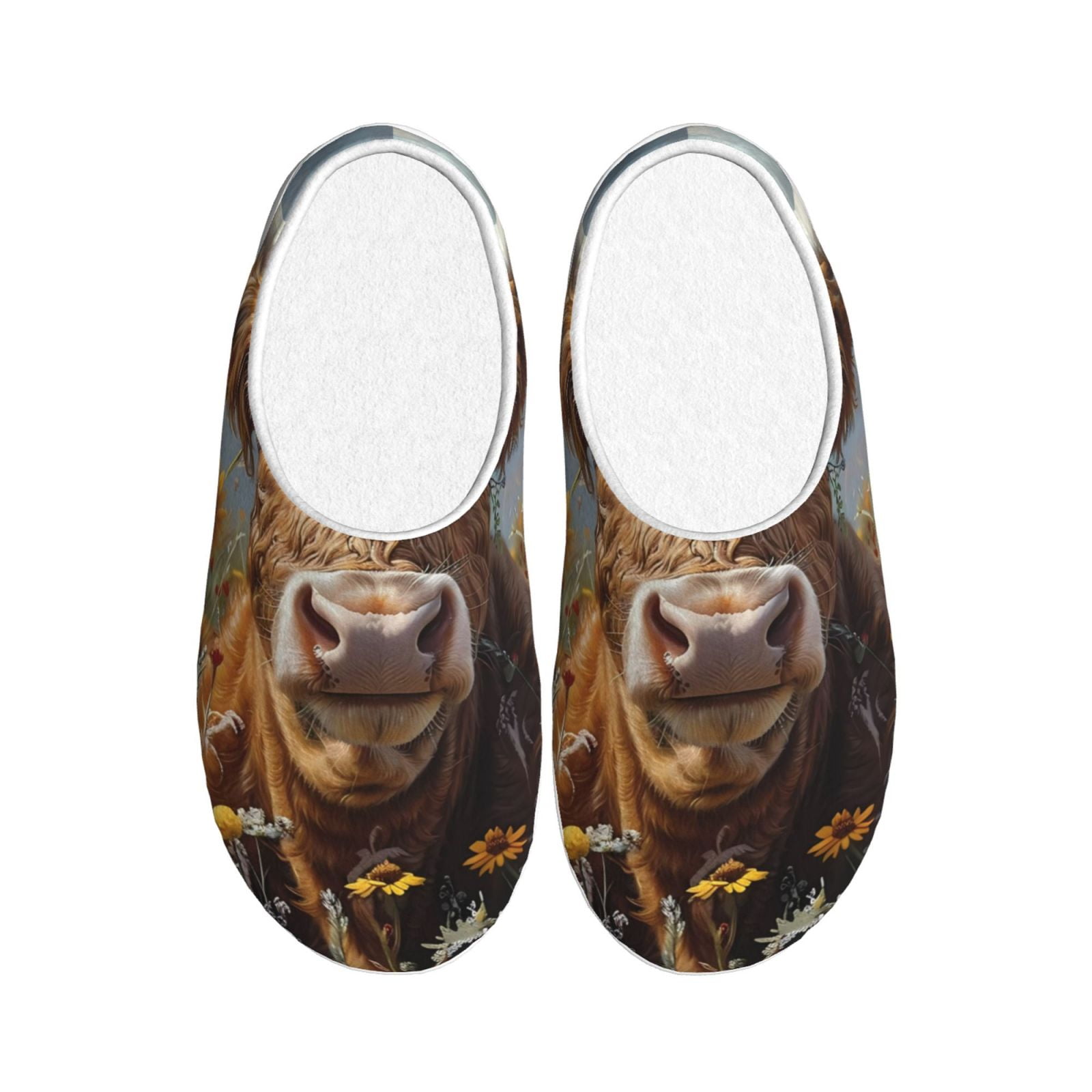 Coaee Cute Cow Sunflower Crown A for Mens Slippers Indoor Slip On Shoes ...