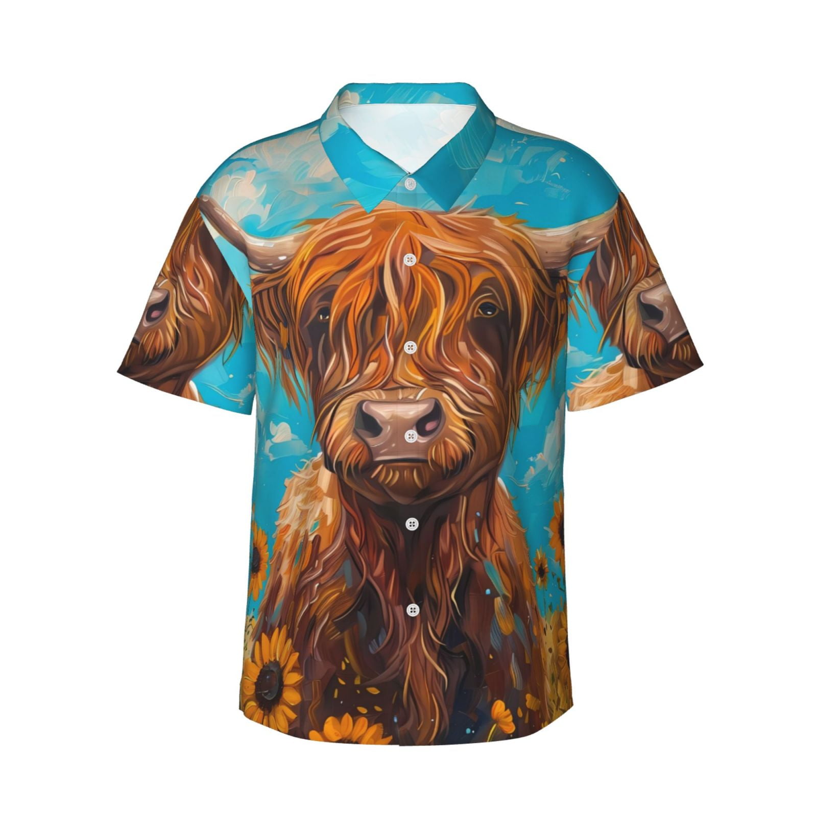 Coaee Cute Cow Sunflowers Art For Mens Hawaiian Shirt Summer Beach