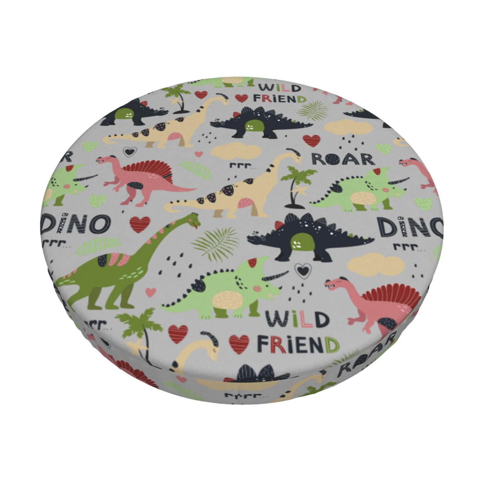 Coaee Cute Dinosaurs Round Bar Stool Seat Covers Washable Stool Cushion ...
