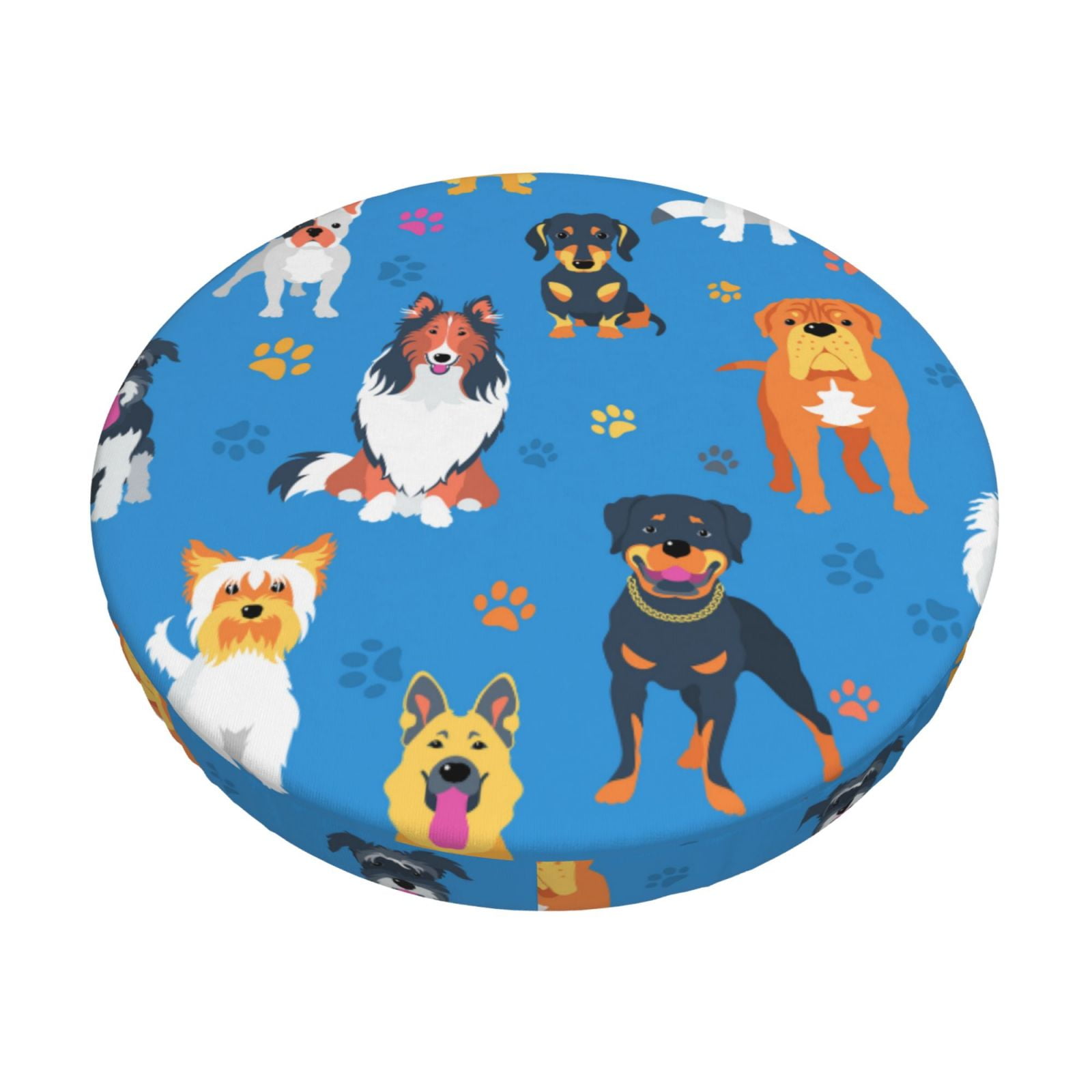 Coaee Cute Dogs Round Bar Stool Seat Covers Washable Stool Cushion ...