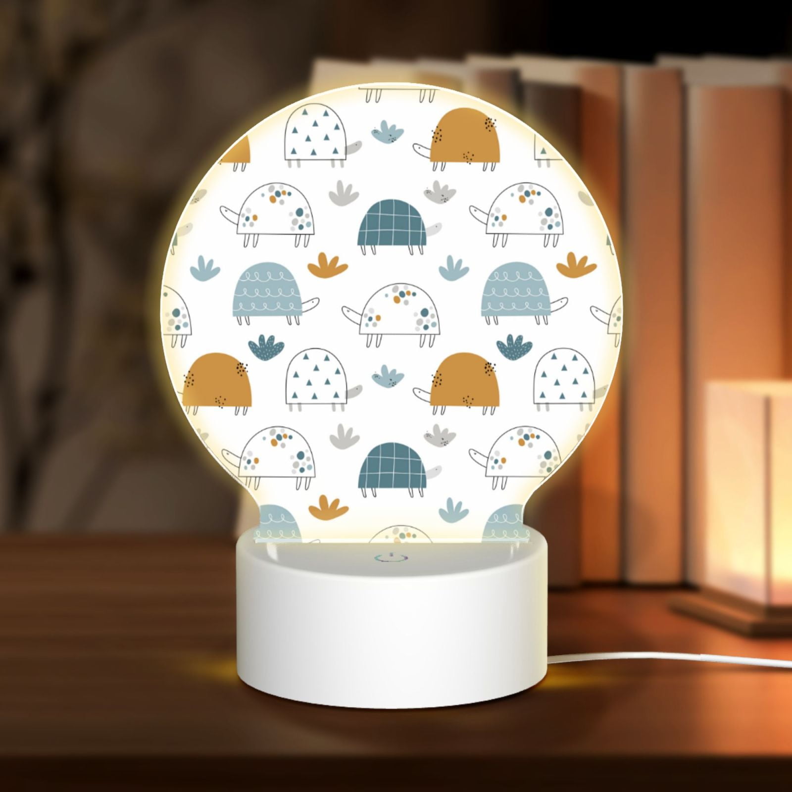 Coaee Cute Doodle Turtles for Round Acrylic LED Desk Lamp 3 Color ...