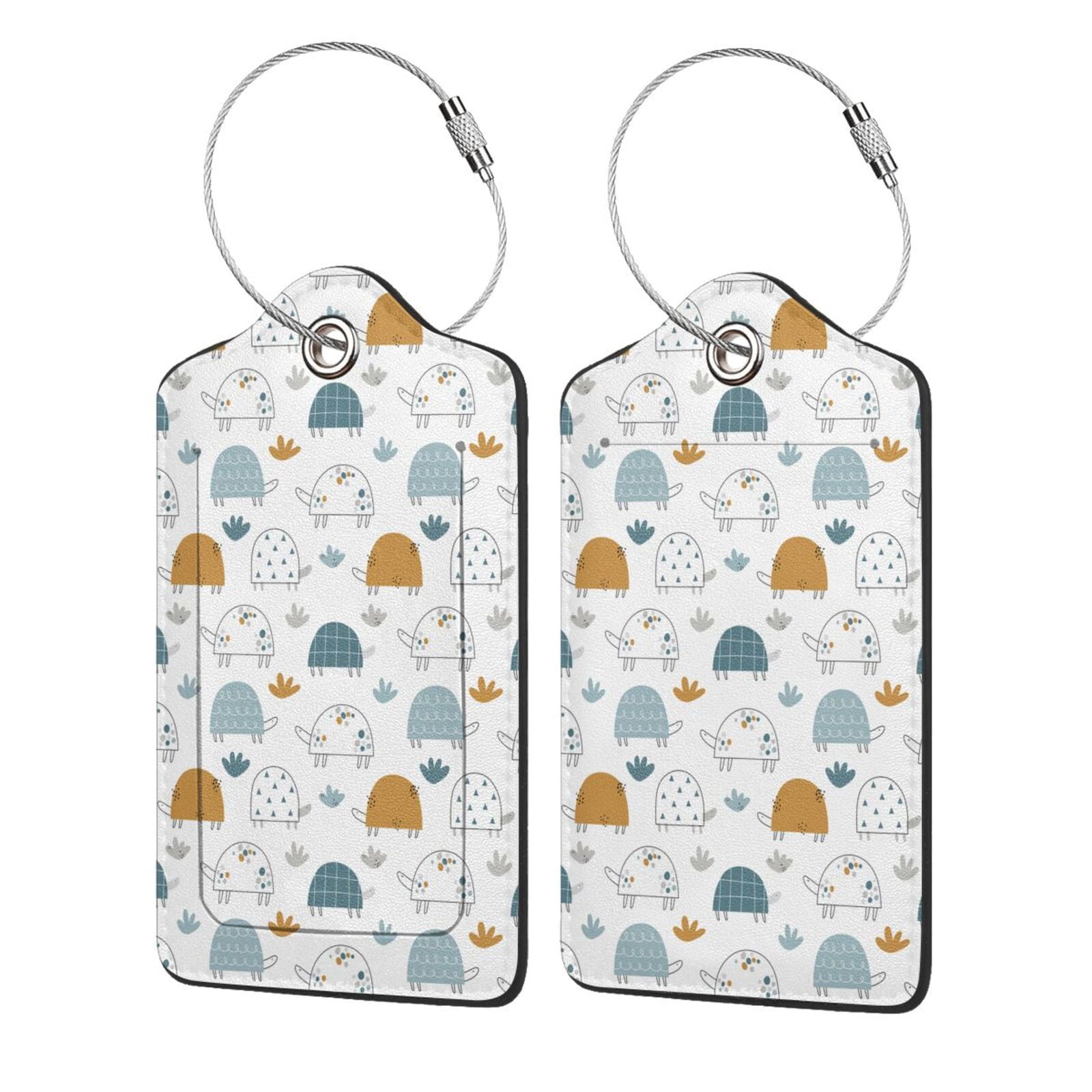 Coaee Cute Doodle Turtles Untethered Leather Luggage Tags for Suitcases ...
